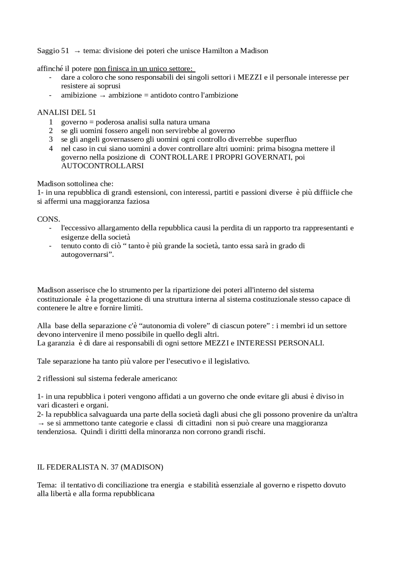 Federalist Papers Riassunto Dei Saggi Spiegati Docsity