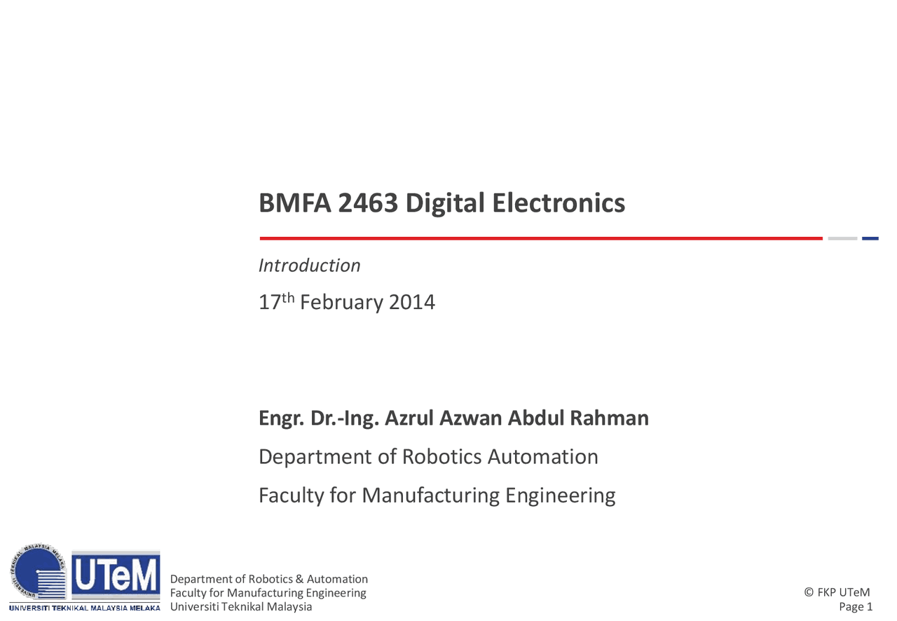 Introduction Of Digital Electronics Docsity