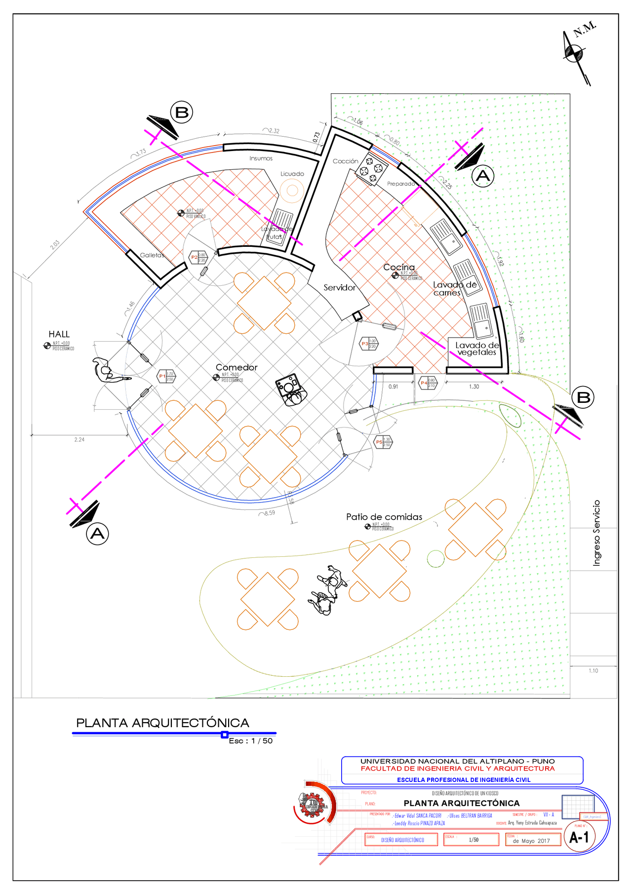 Plano en planta de kiosco | Apuntes de Arquitectura - Docsity