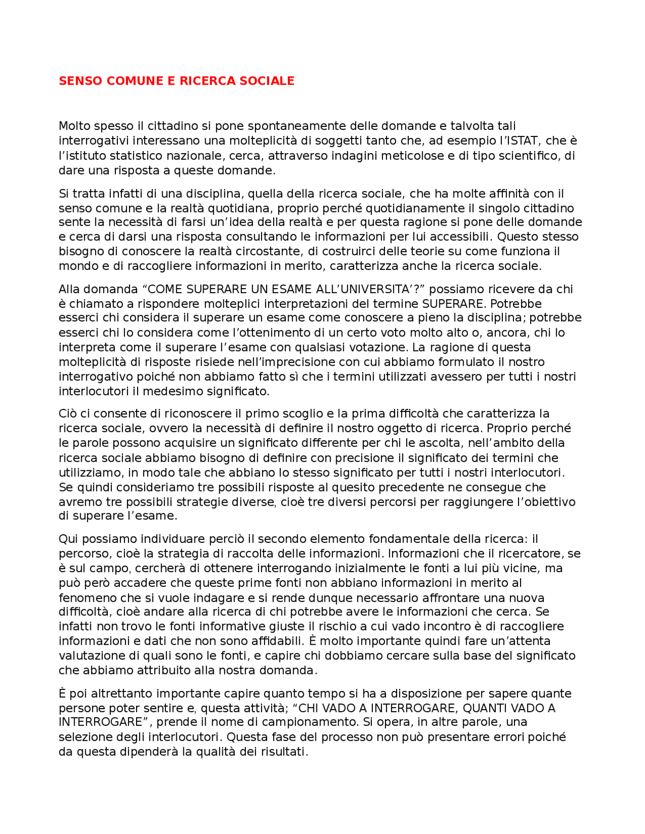 Metodologia E Tecnica Della Ricerca Sociale Docsity