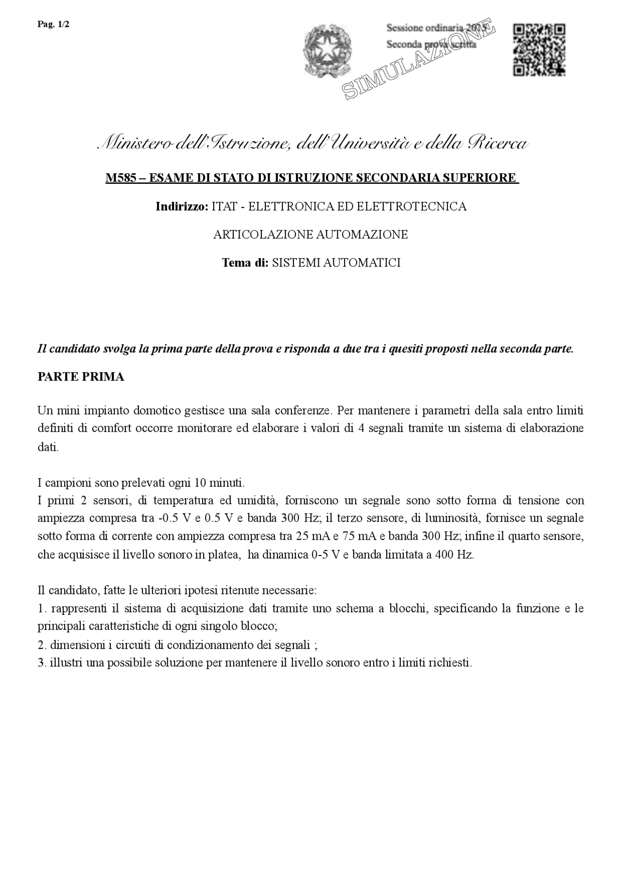 First simulation exam automation - Docsity