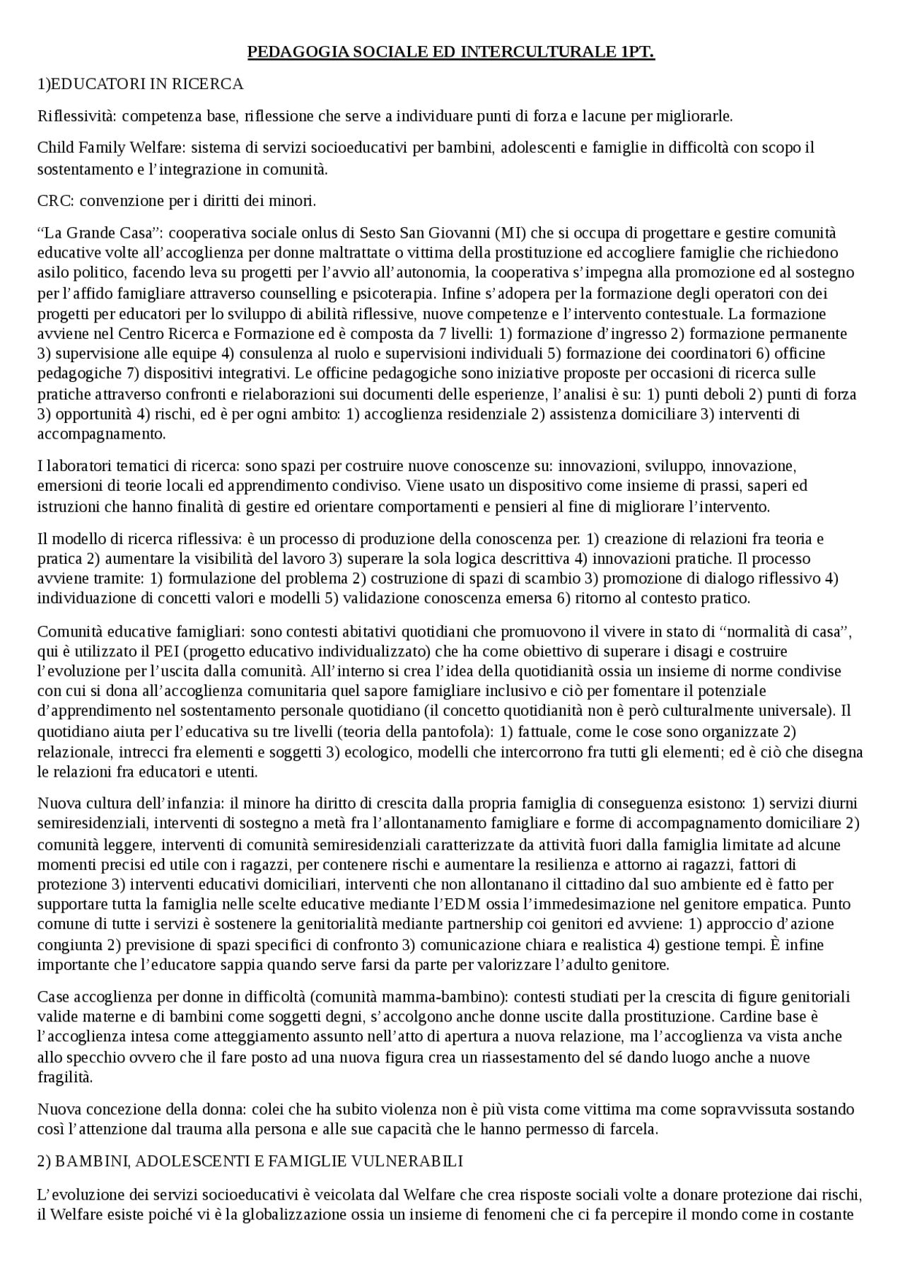 Pedagogia Sociale Ed Interculturale 2 Anno Docsity
