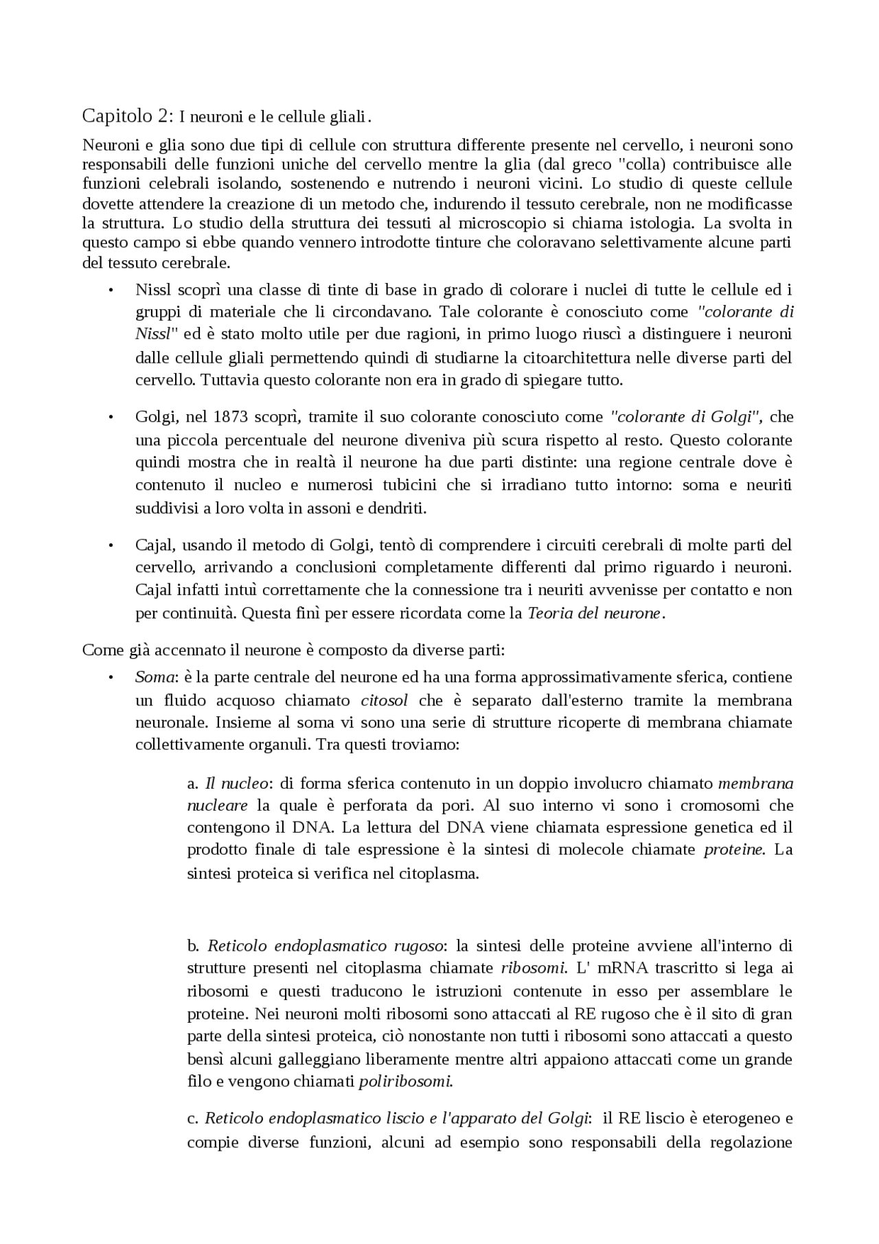 Riassunti Neuroscienze Docsity