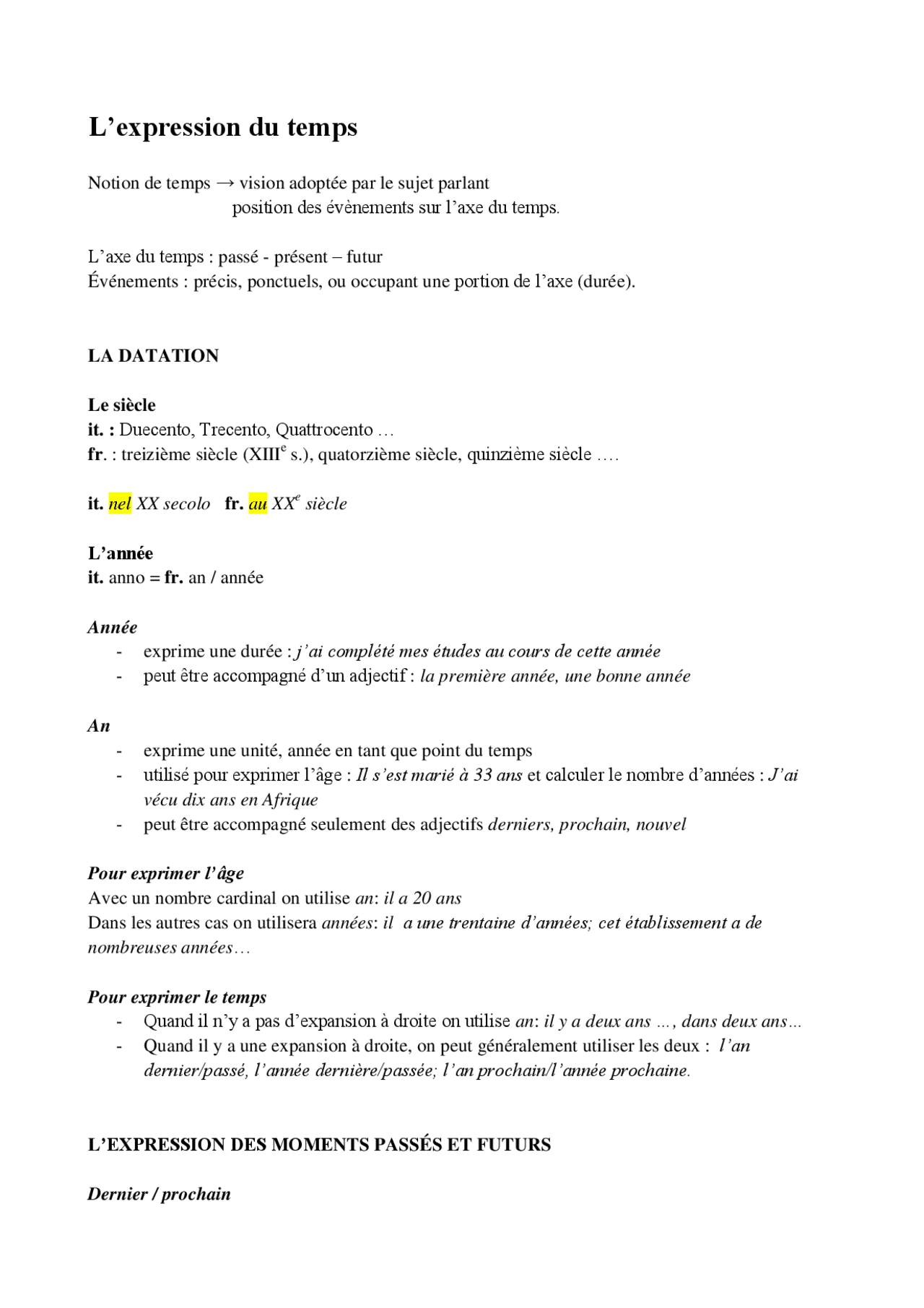 L'expression du temps.pdf - Docsity