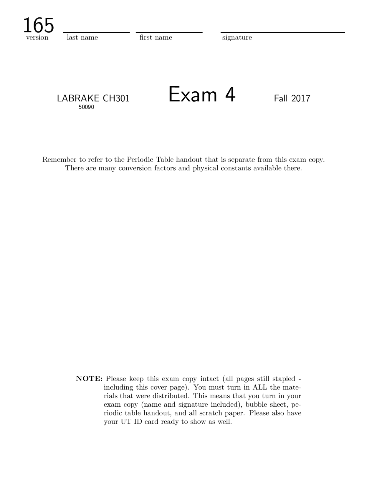 Exam 4 With Solution Principles Of Chemistry I Ch 301 Docsity