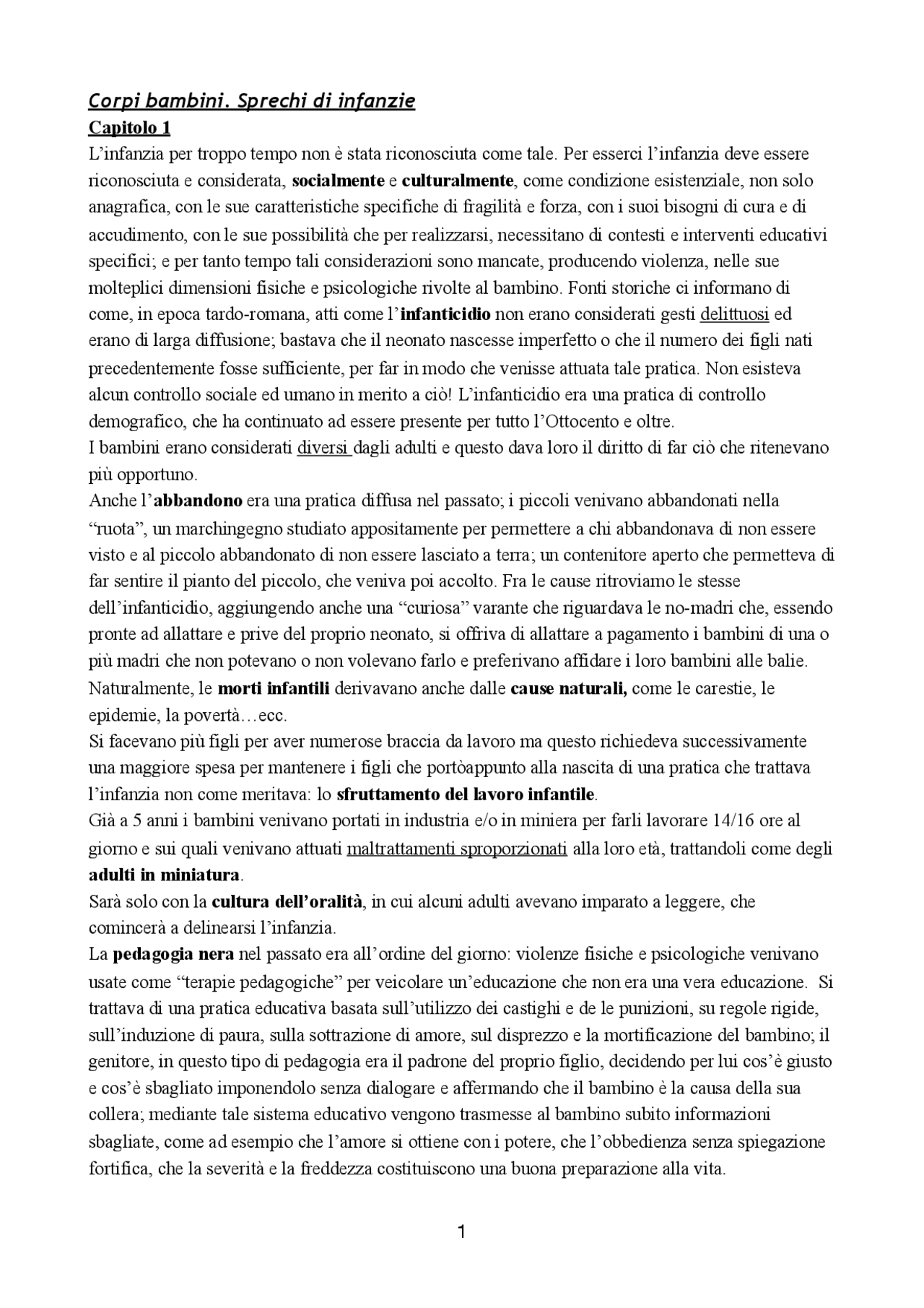 Corpi Bambini Sprechi Dinfanzia Docsity