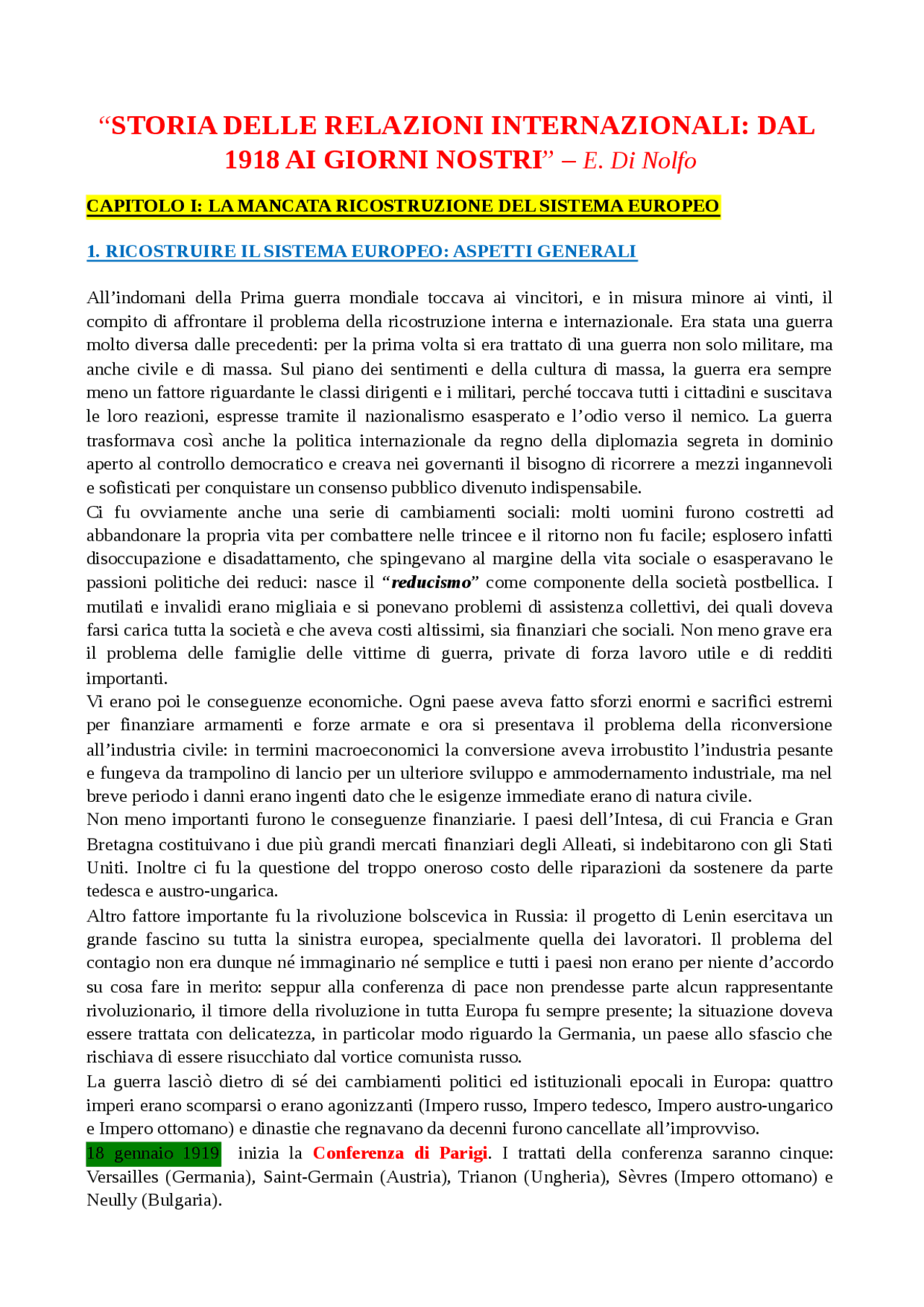 Storia Delle Relazioni Internazionali Di Nolfo Schemi E Mappe