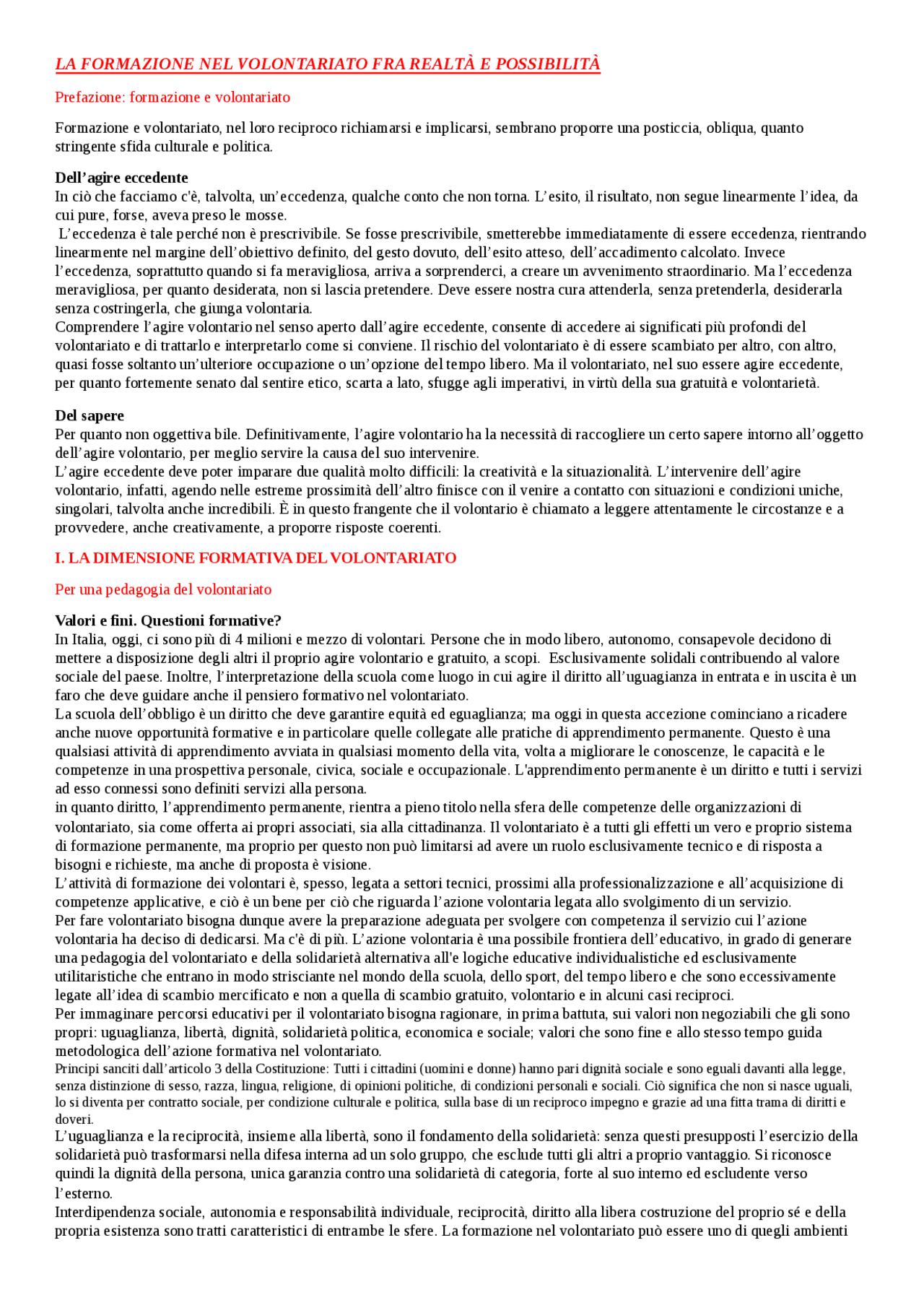 La formazione nel volontariato ANGELA SPINELLI - Docsity