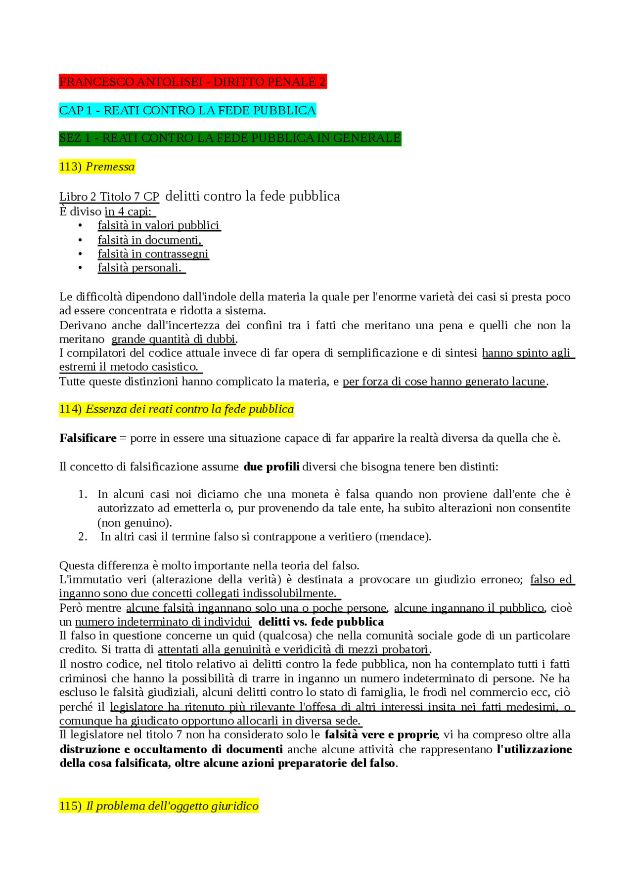 Diritto Penale 2 parte speciale - Docsity