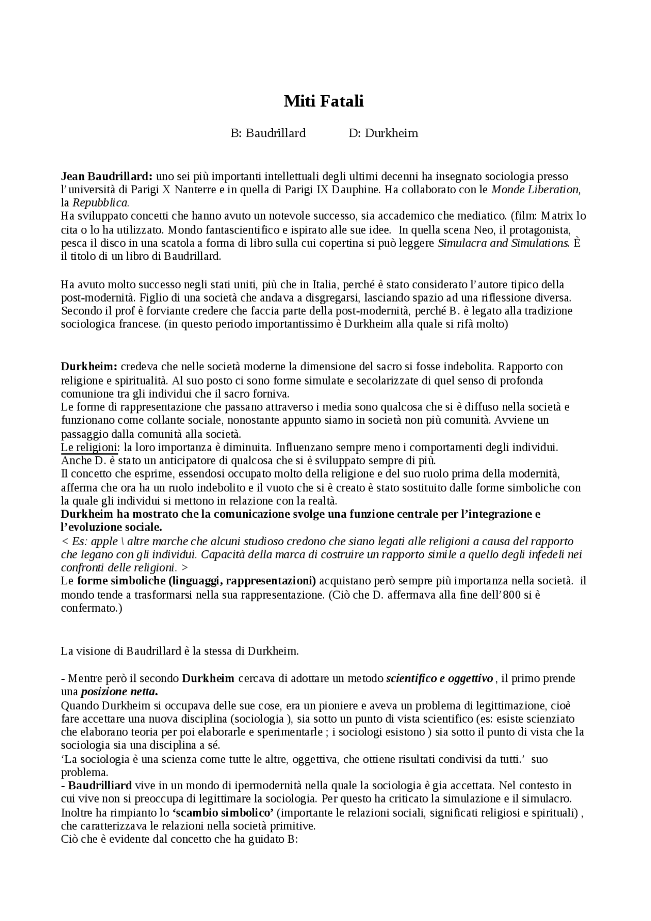 Miti Fatali Vanni Codeluppi Riassunto Libro Docsity