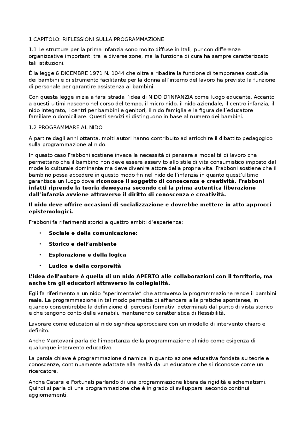 Progettare Al Nido Teorie E Pratiche Educativee Restiglian Docsity
