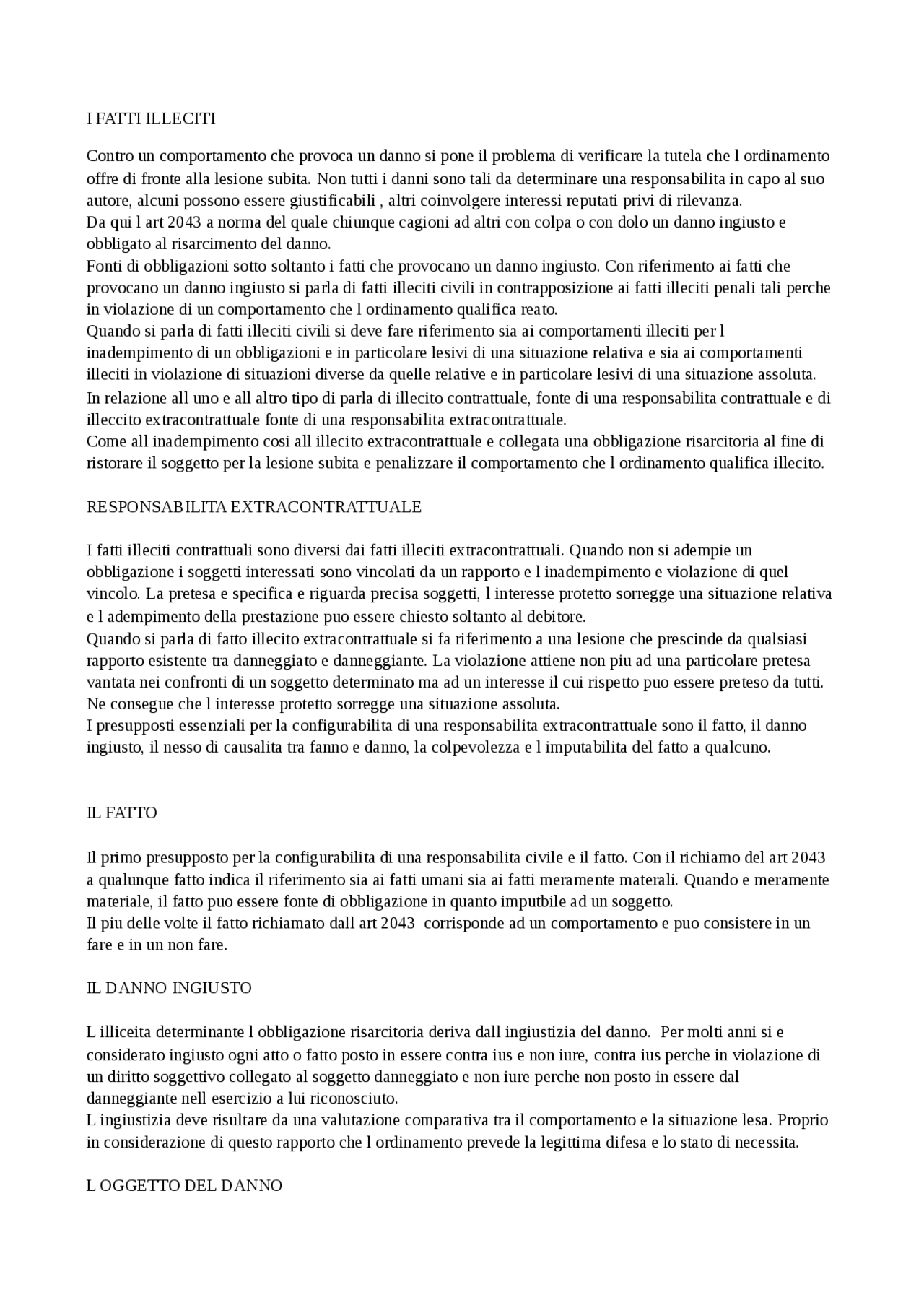 I Fatti Illeciti Riassunto Docsity