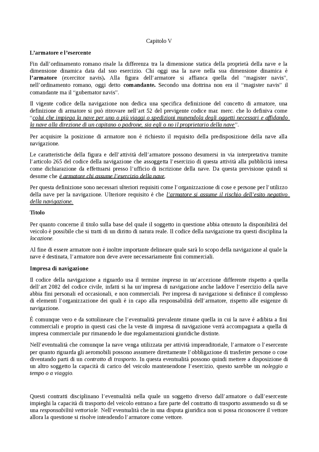 Riassunto Di Diritto Della Navigazione Docsity