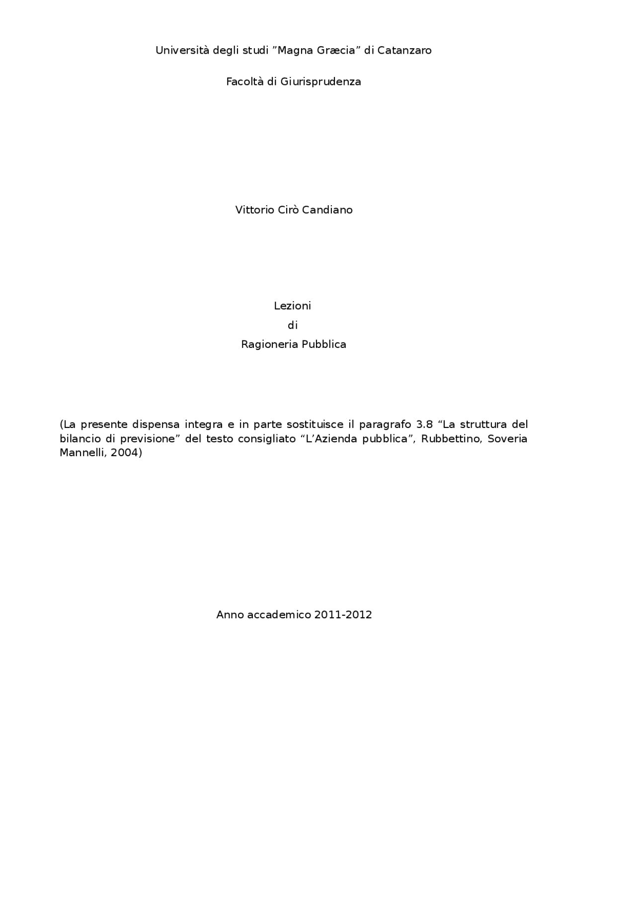 Elementi Di Ragioneria Pubblica Docsity