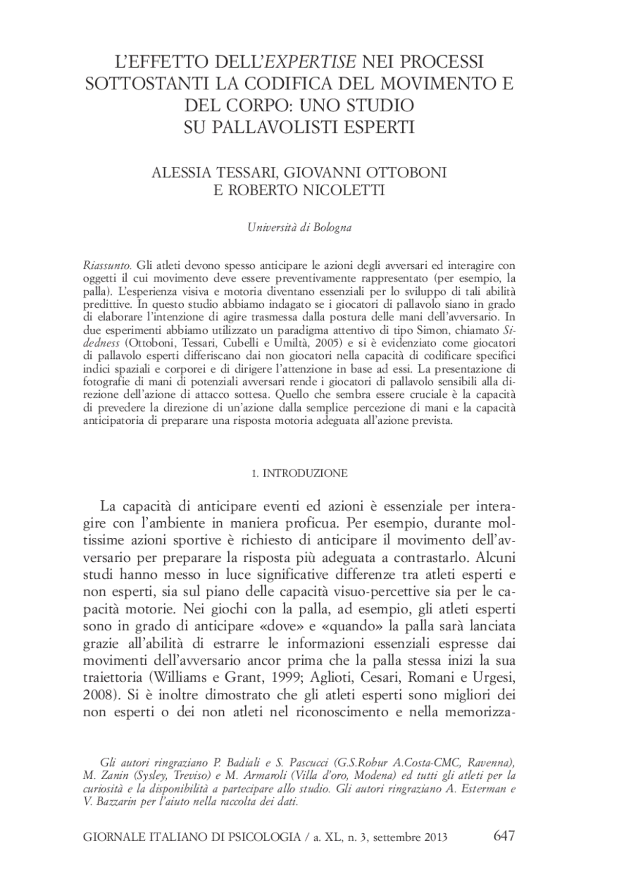 Articolo scientifico di Alessia Tessari, Giovanni Ottoboni e Roberto ...