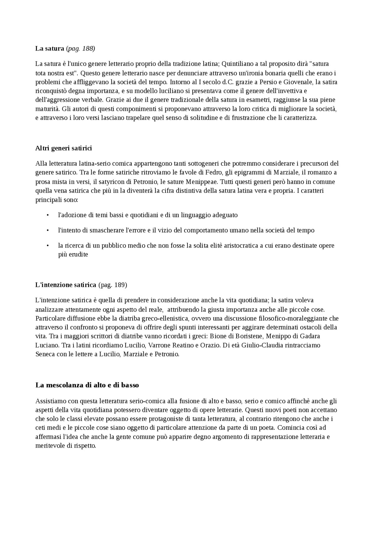 La satira latina origini e sviluppo - Docsity