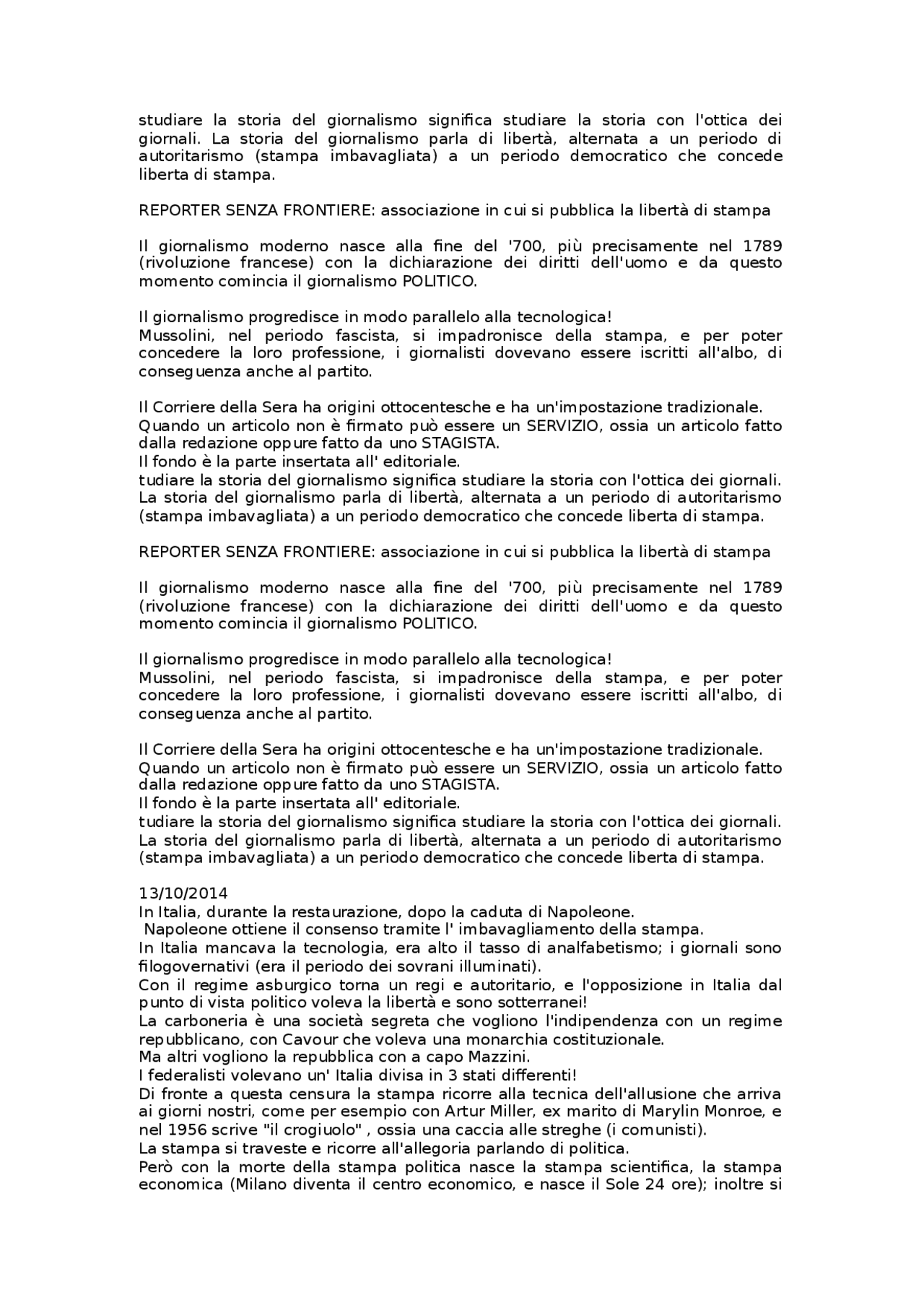Storia Del Giornalismo Docsity