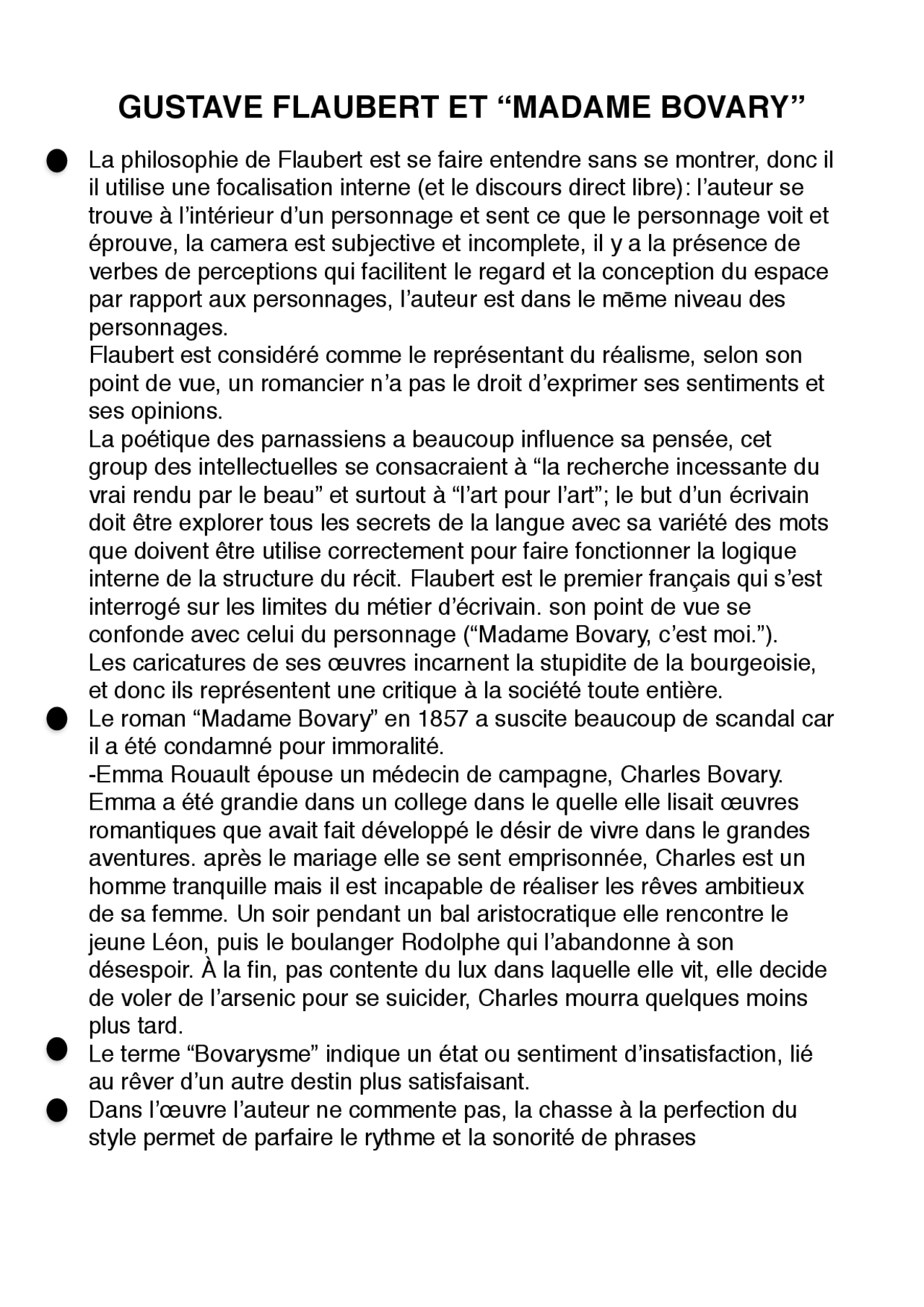 Madame Bovary et Flaubert - Docsity