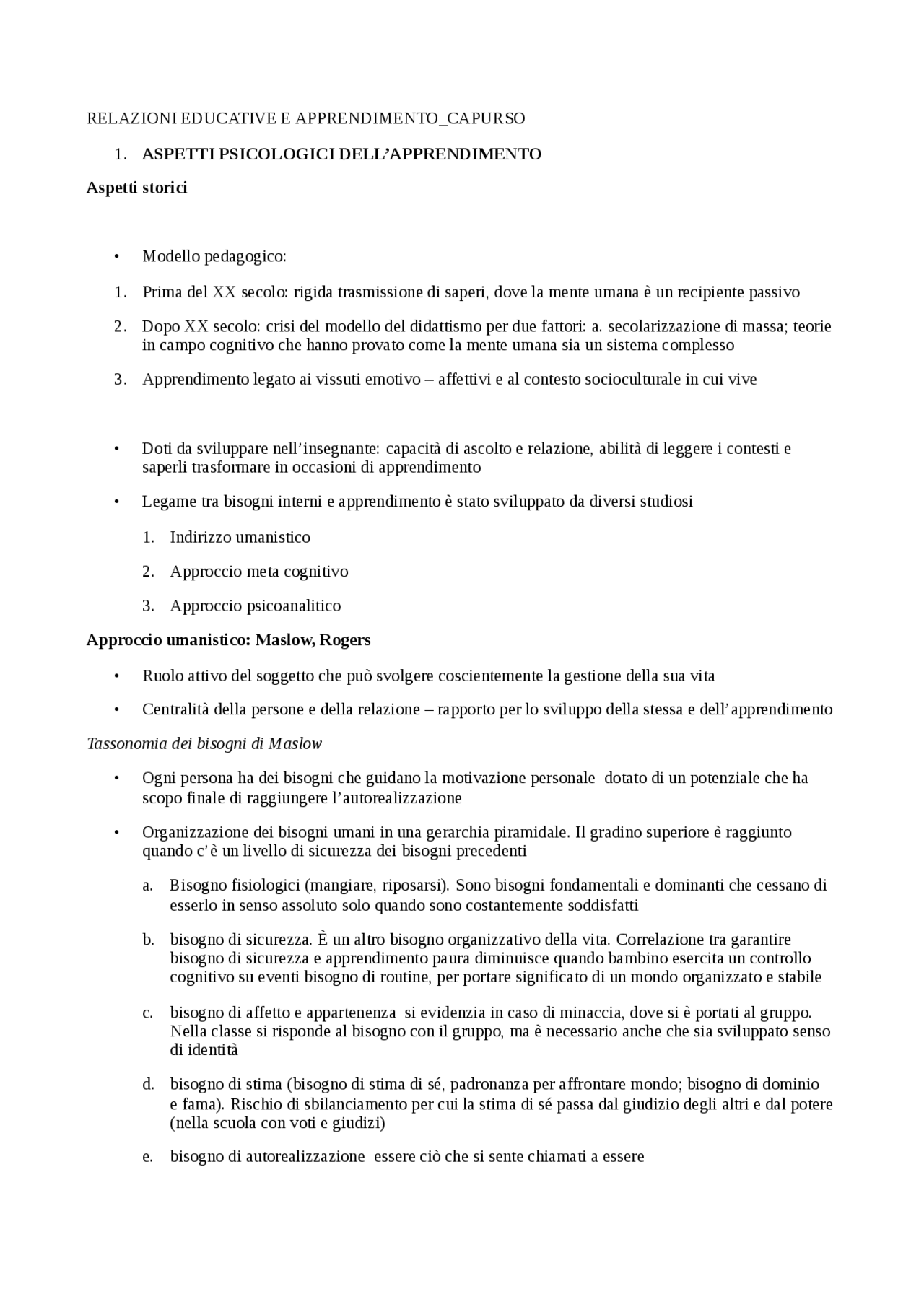 Relazioni Educative E Di Apprendimento Docsity