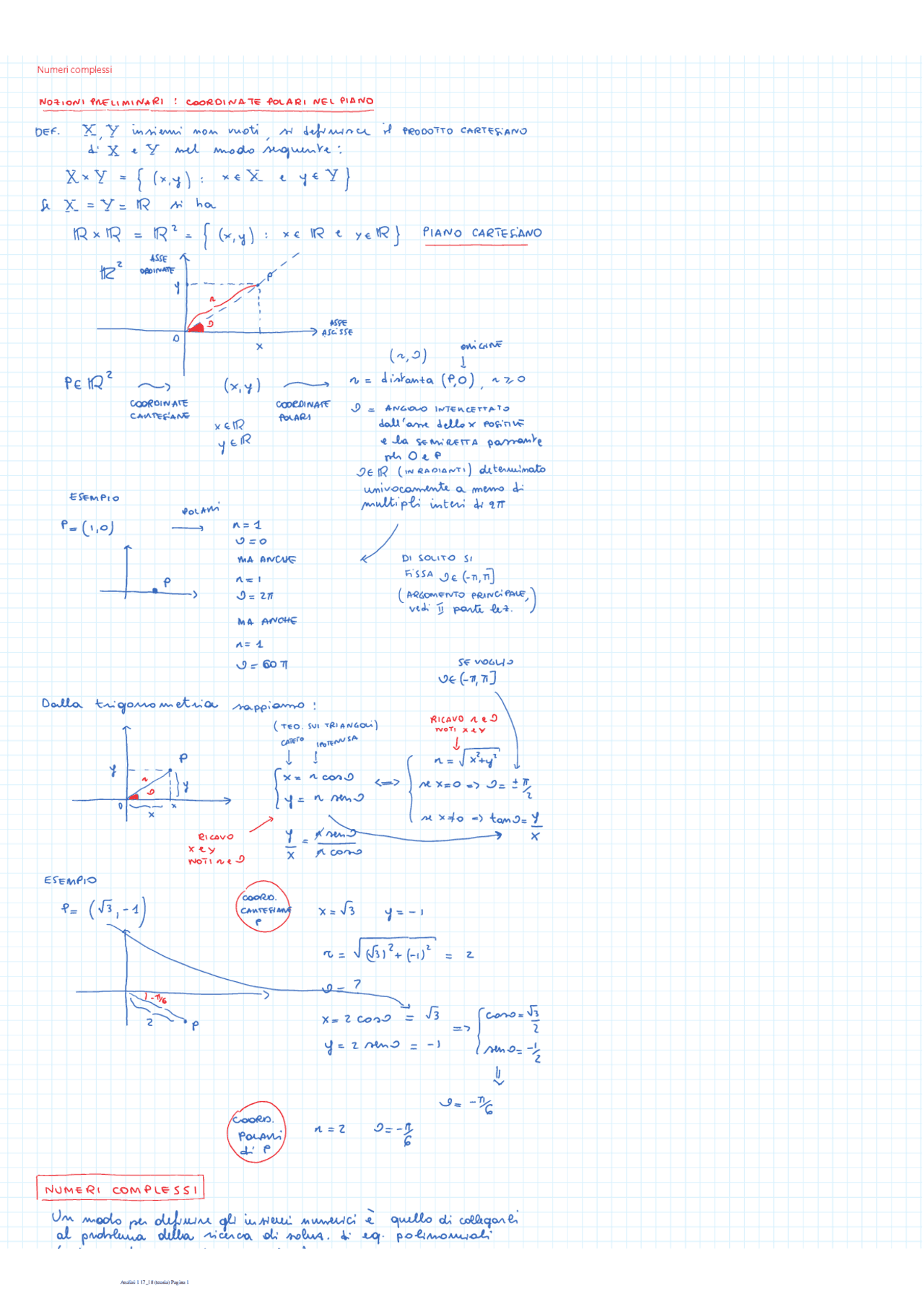 Lezione Numeri Complessi Appunti Di Analisi Matematica I Docsity