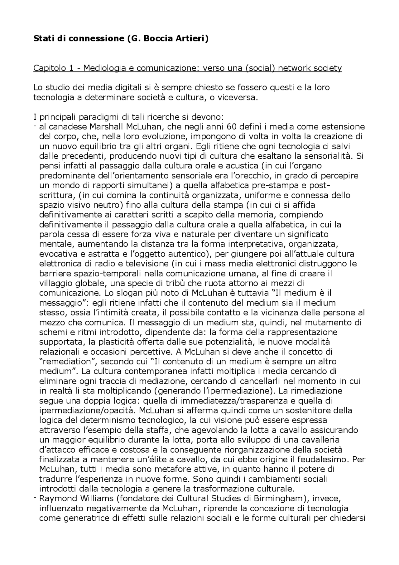 Riassunto Stati Di Connessione Giovanni Boccia Artieri Docsity