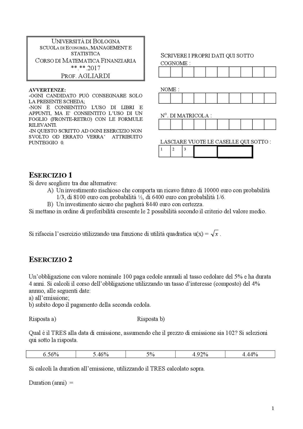 Simulazione Esame Macroeconomia Docsity