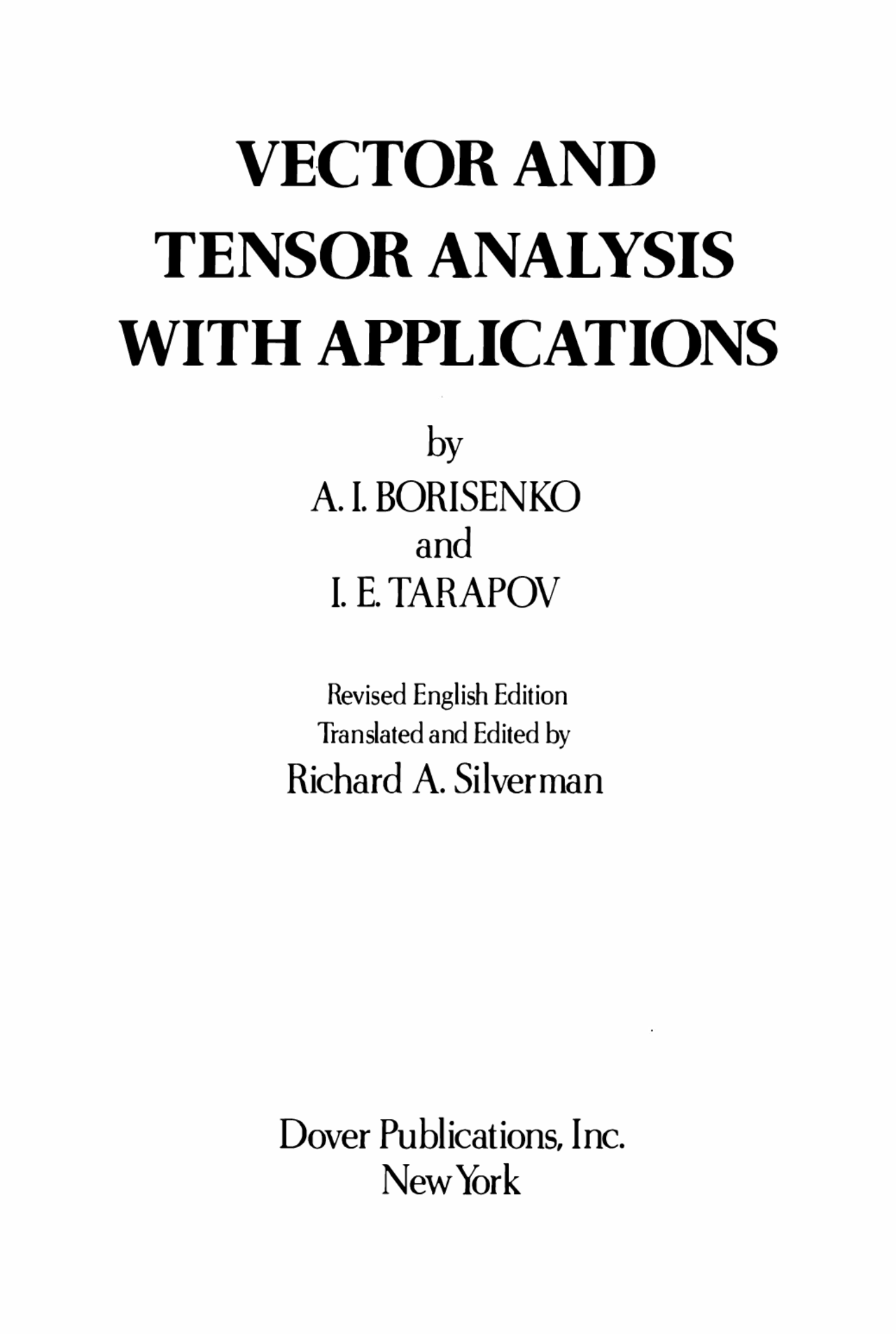 Vector And Tensor Analysis With Applications Docsity