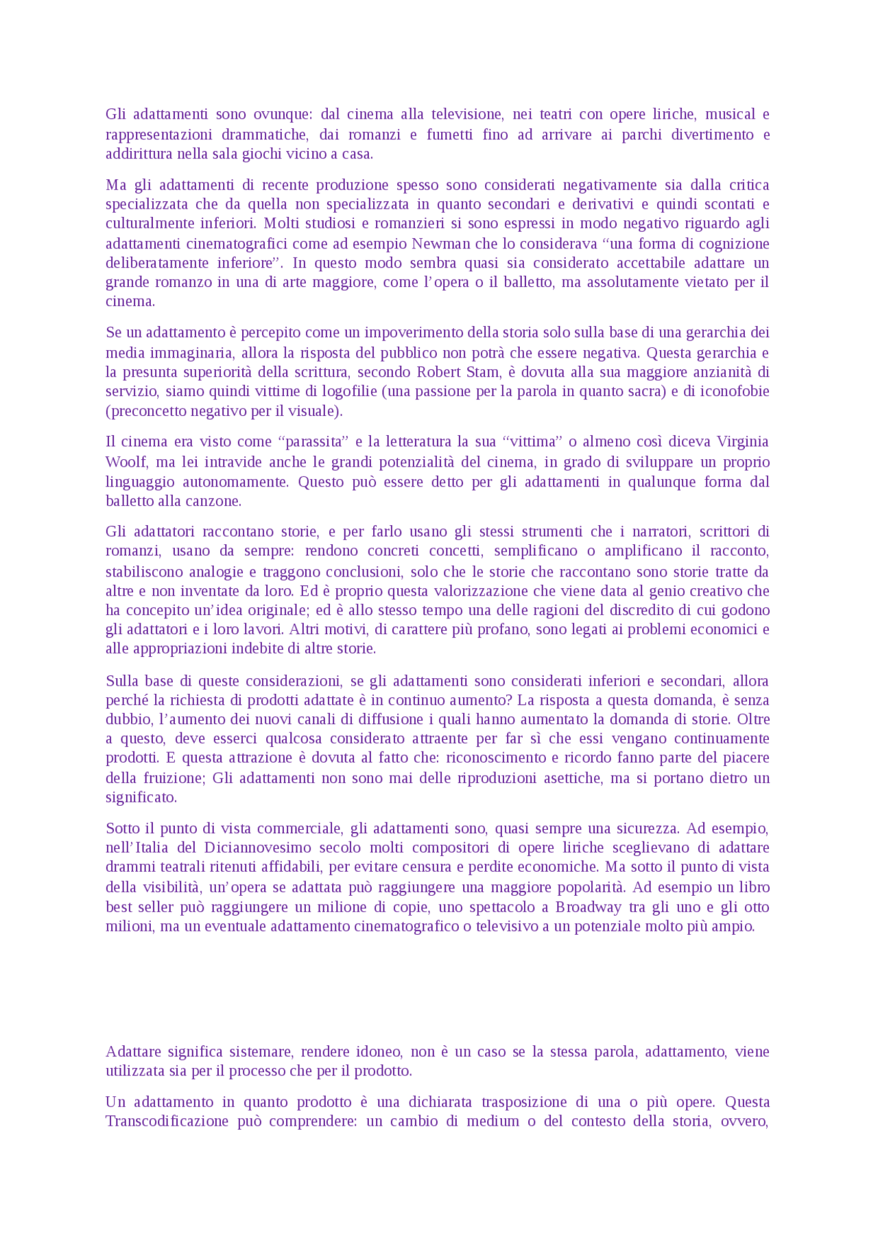 Teoria Degli Adattamenti Docsity