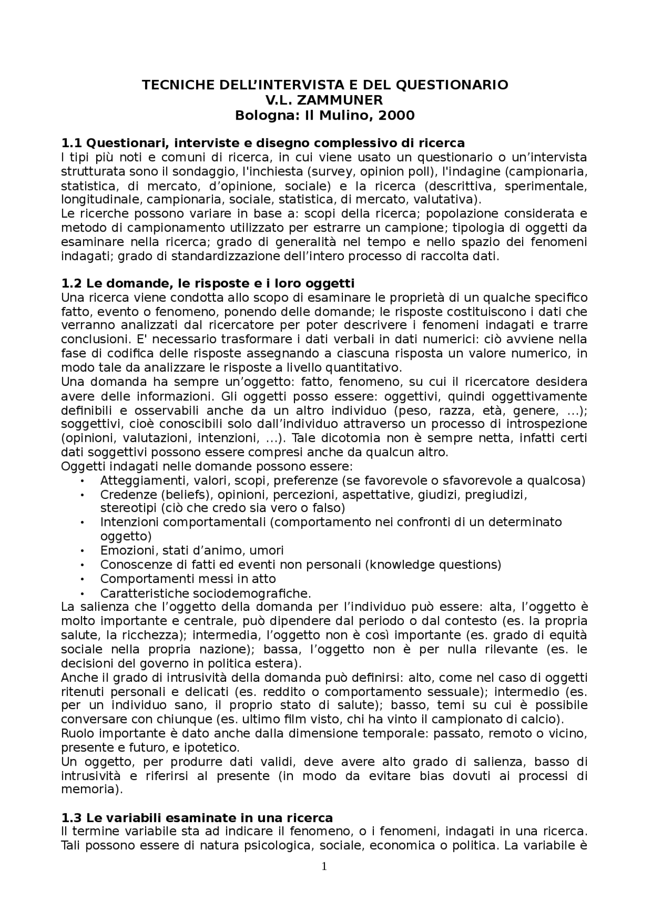 Tecniche Dellintervista E Del Questionario Docsity