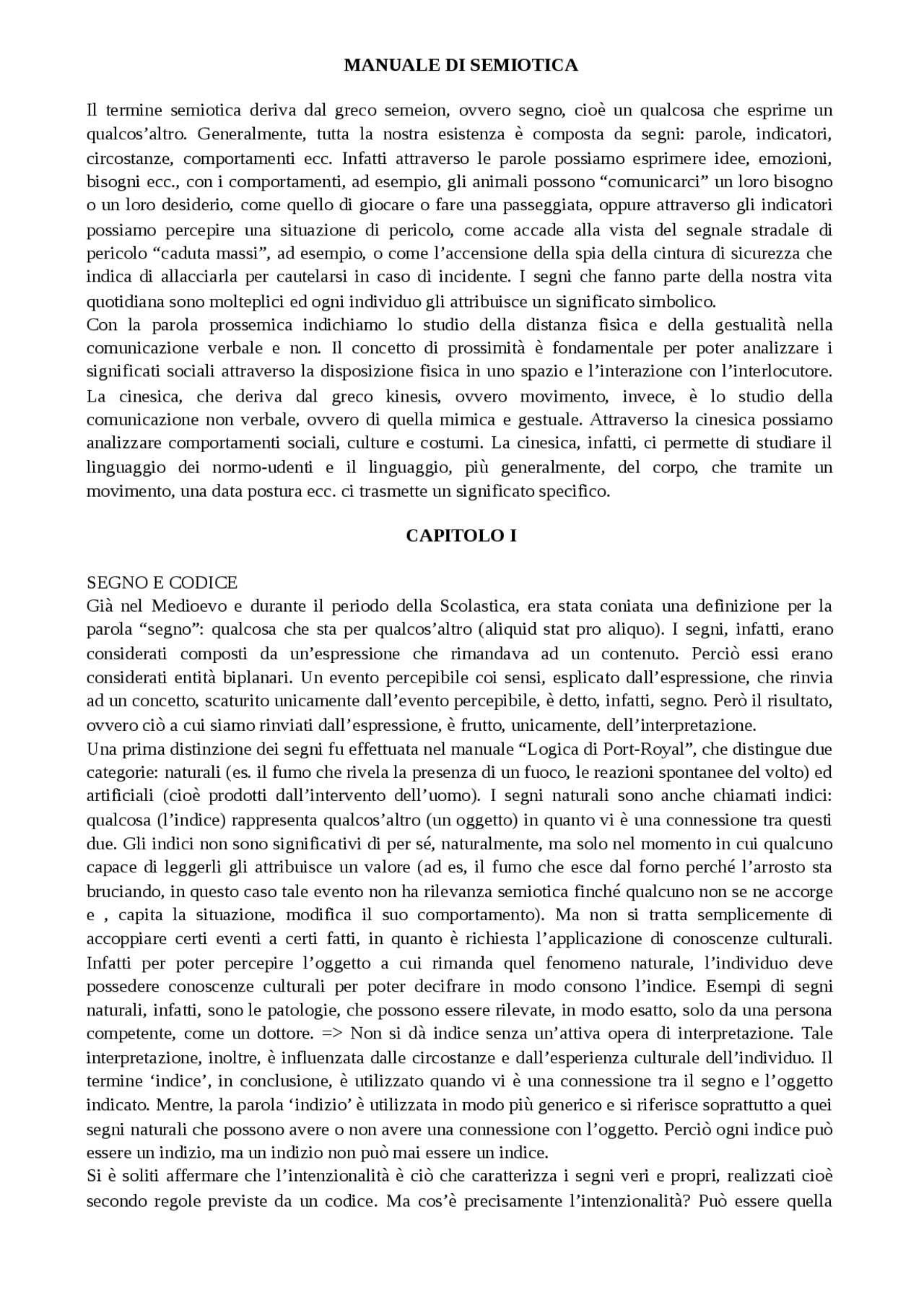 Riassunto Manuale Di Semiotica Di Stefano Gensini Docsity