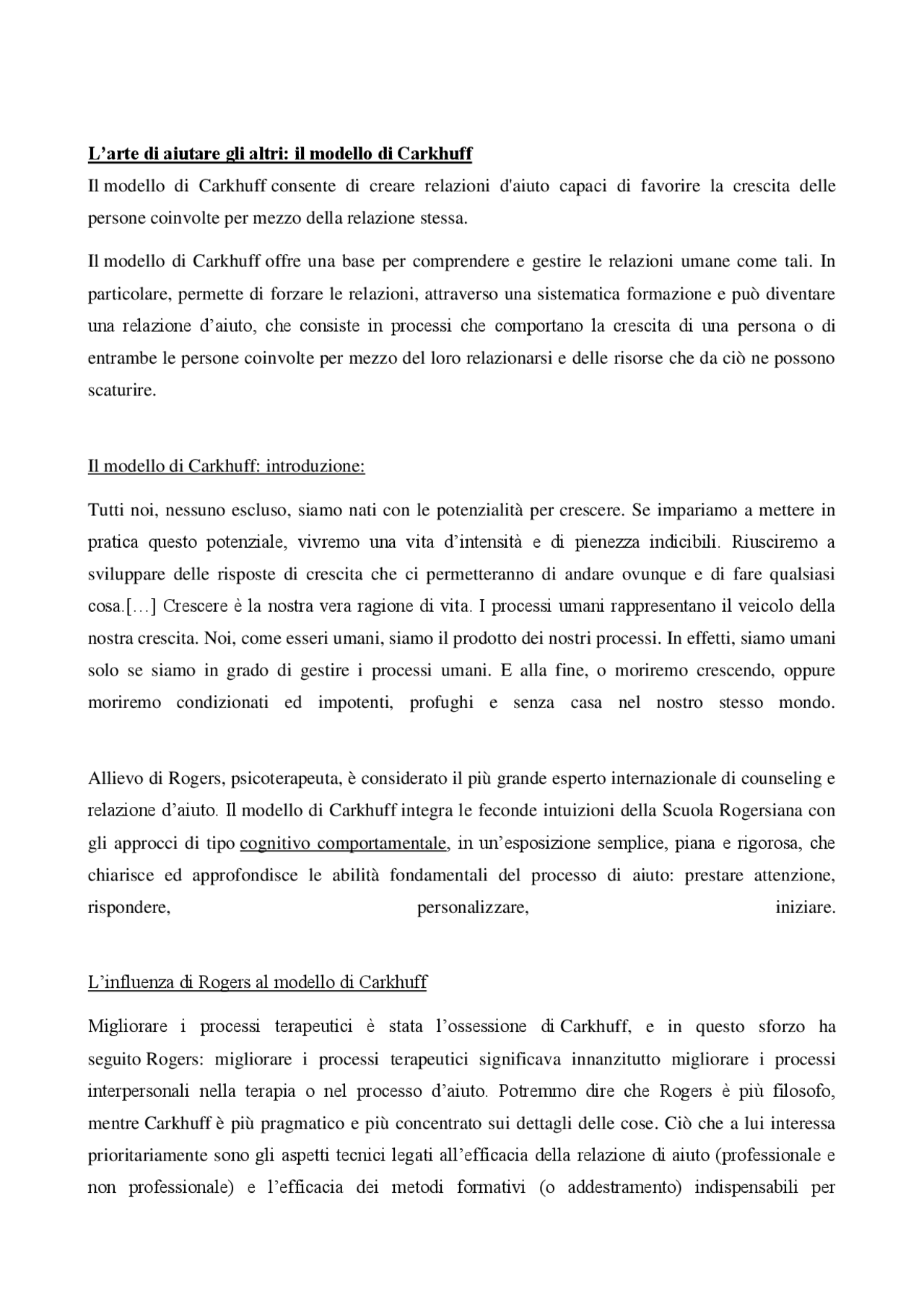 Carkuff arte di aiutare - Docsity