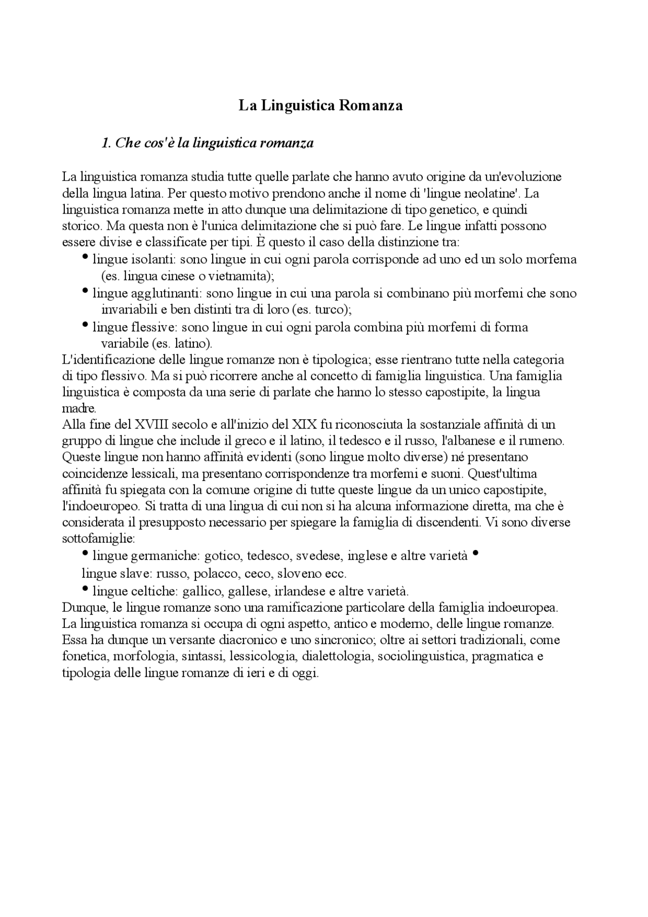 Sintesi Linguistica Romanza Varvaro Docsity