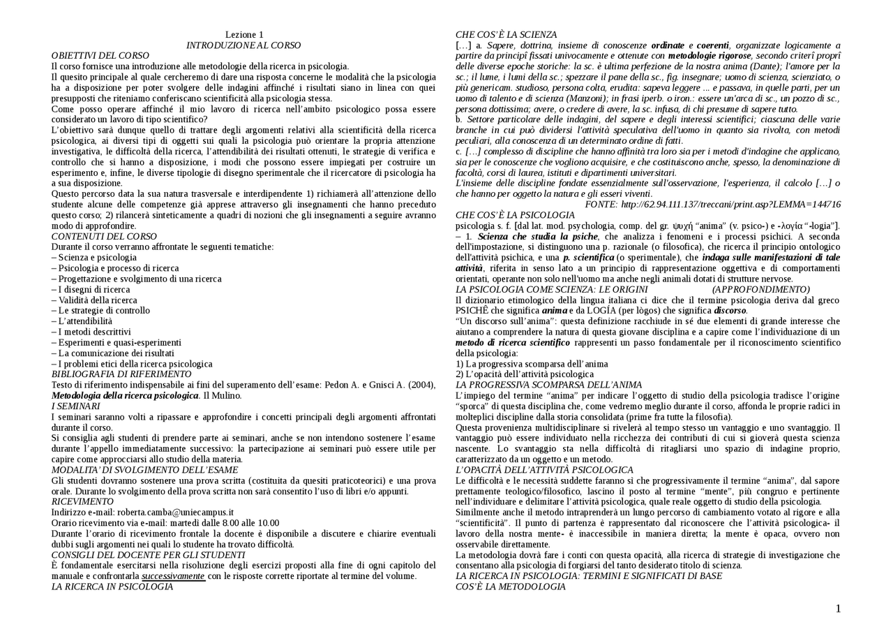 Dispense Varie Metodologia Della Ricerca Docsity