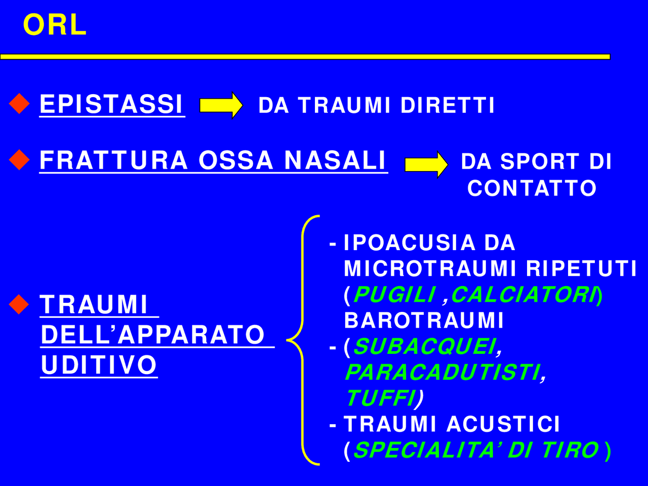Slides di medicina dello sport su ORL, cute e occhio - Docsity
