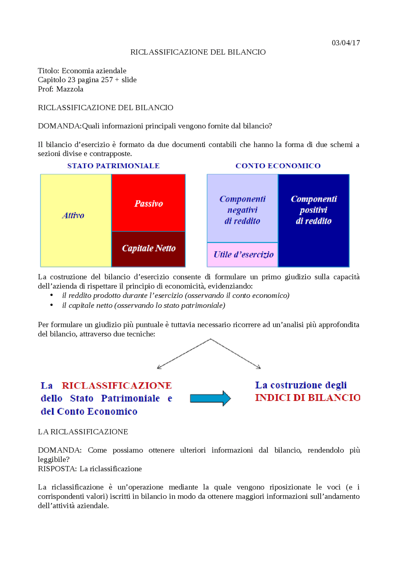 Economia Aziendale Iulm 1 Anno Di Rp Docsity