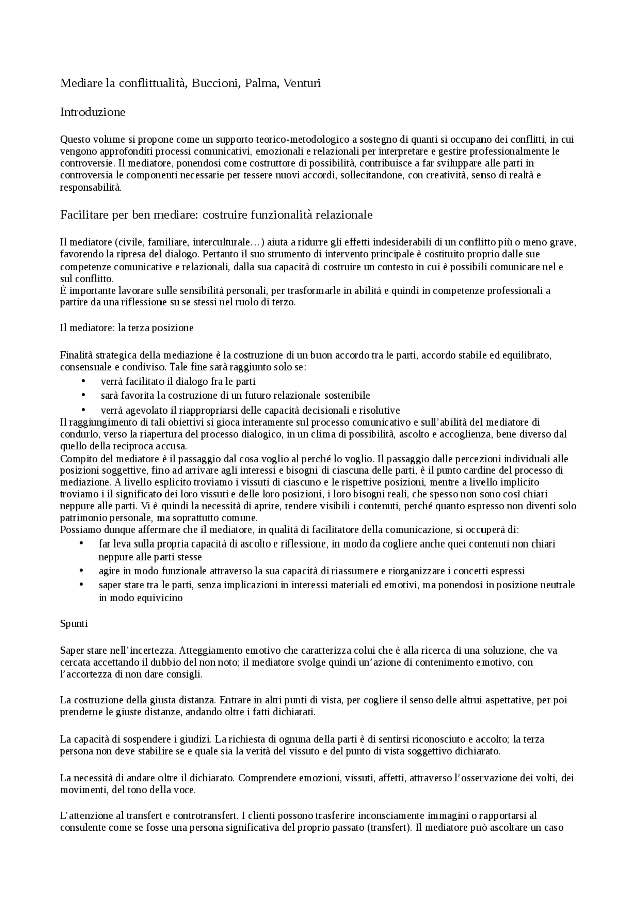 Mediare La Conflittualità Docsity