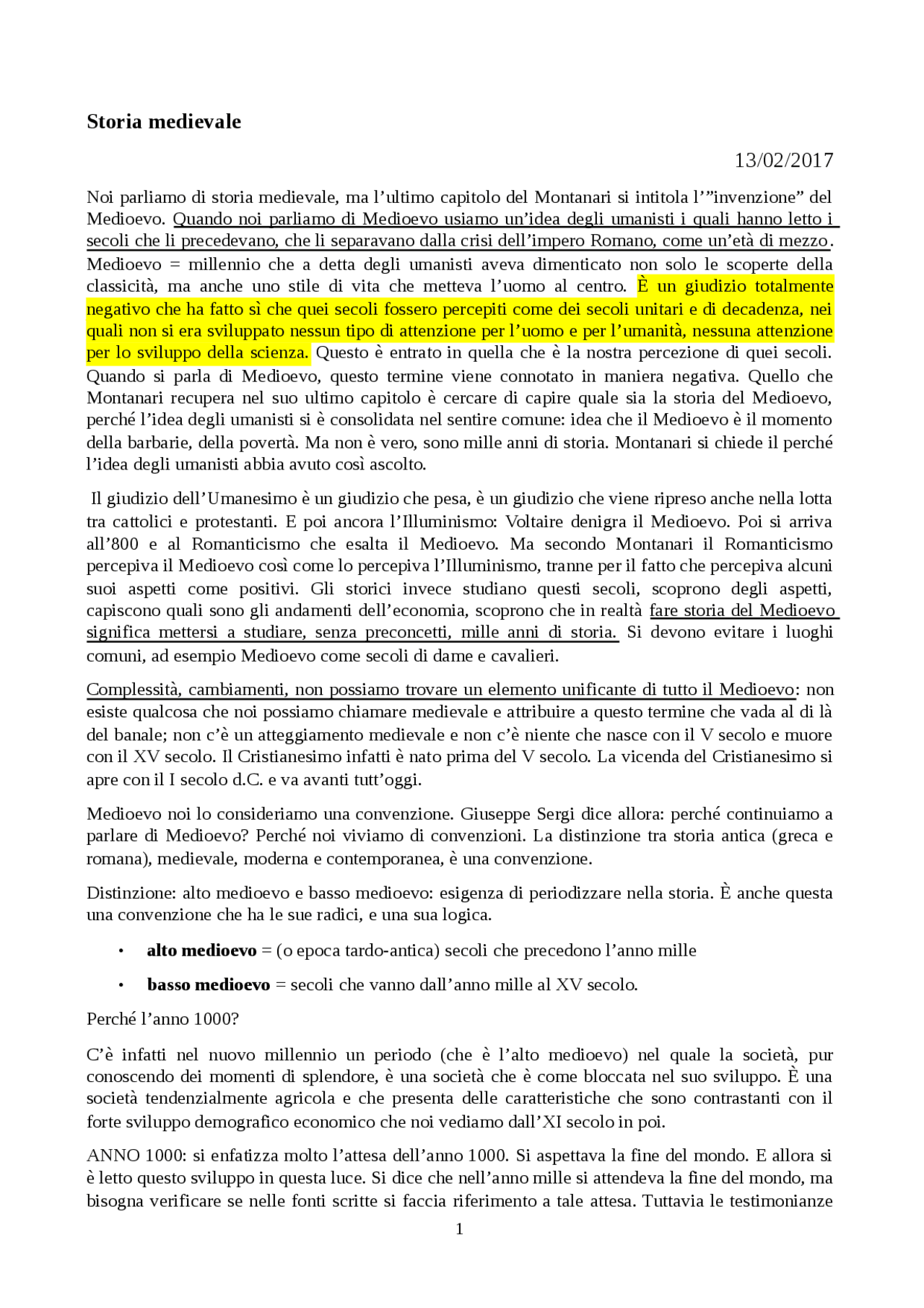 Appunti Completi Storia Medievale Docsity