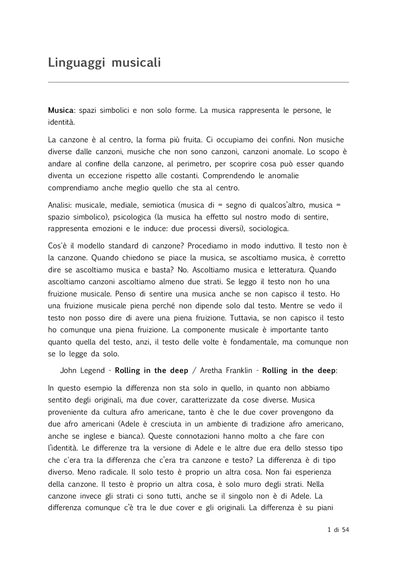 Linguaggi Musicali Esame Completo Docsity