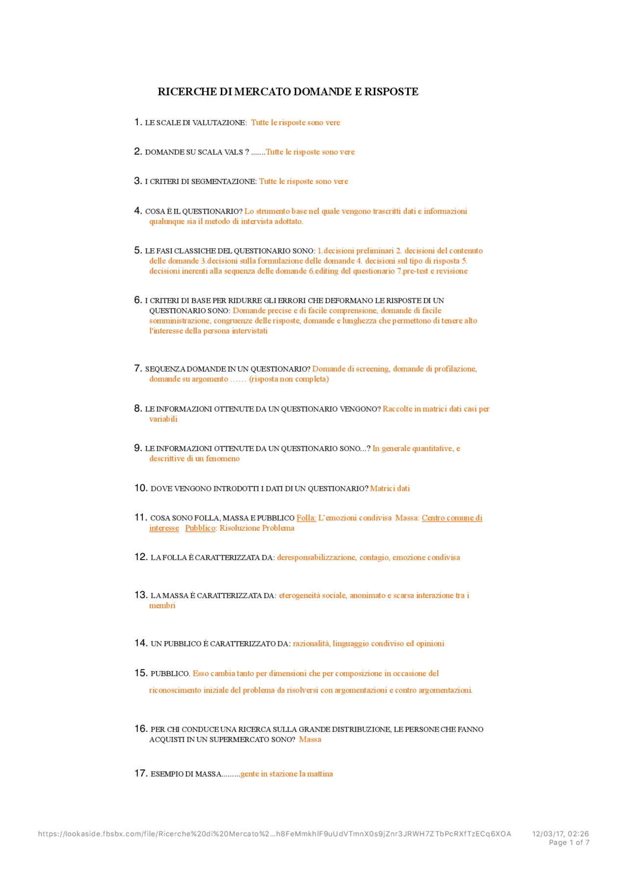 Domande Ricerche Di Mercato Docsity