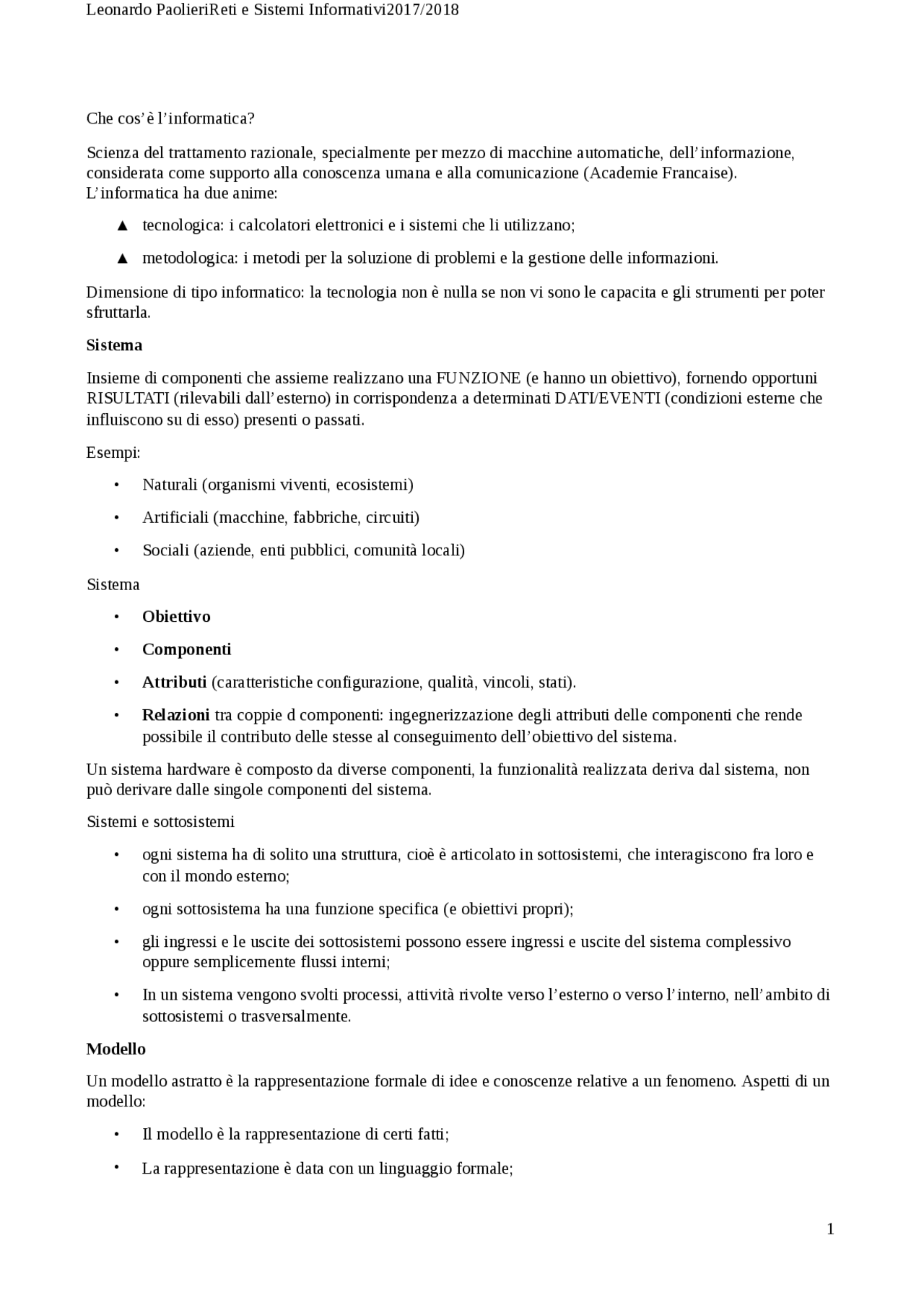 Reti E Sistemi Informativi Docsity