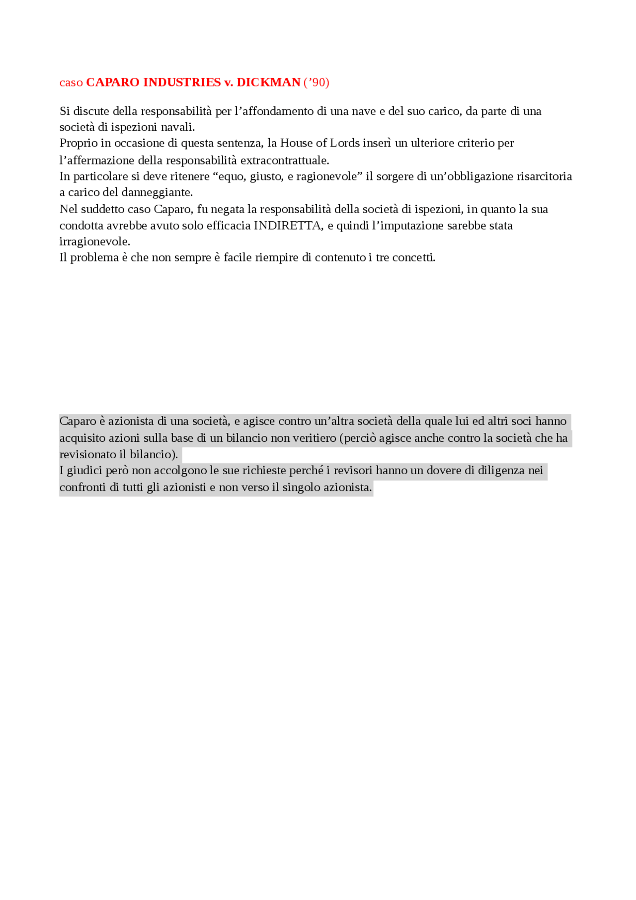 Caso caparo industries - Docsity