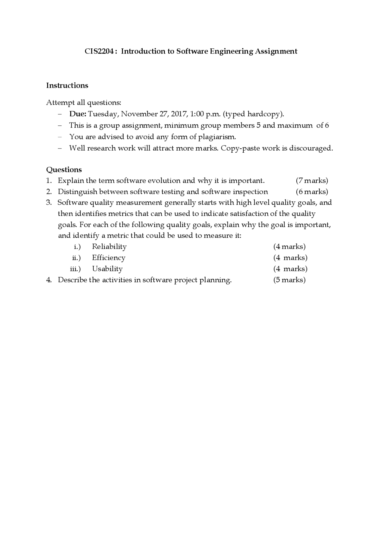Intro To Software Engineering Docsity
