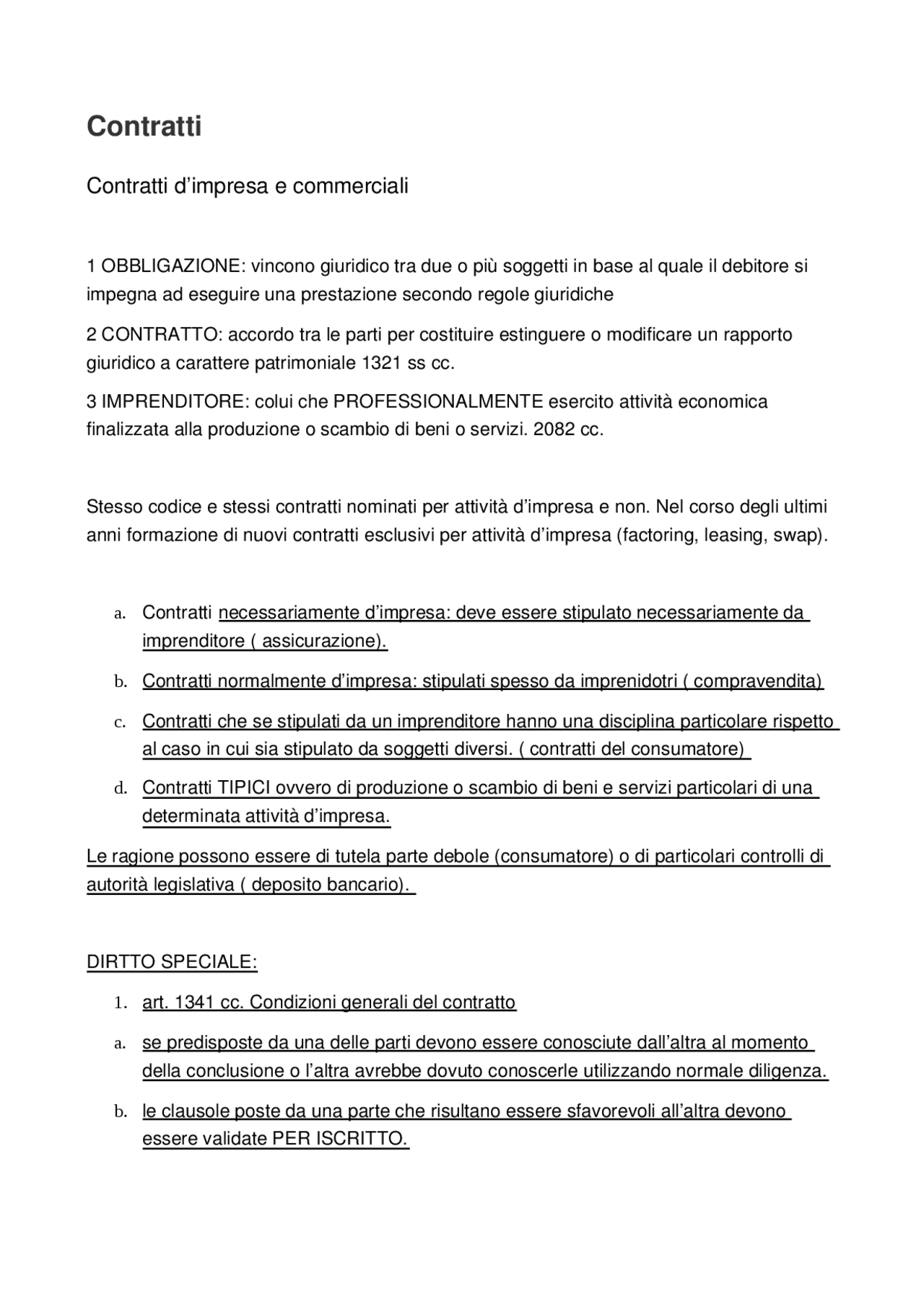 Contratti Riassunto Tutti I Capitoli Docsity