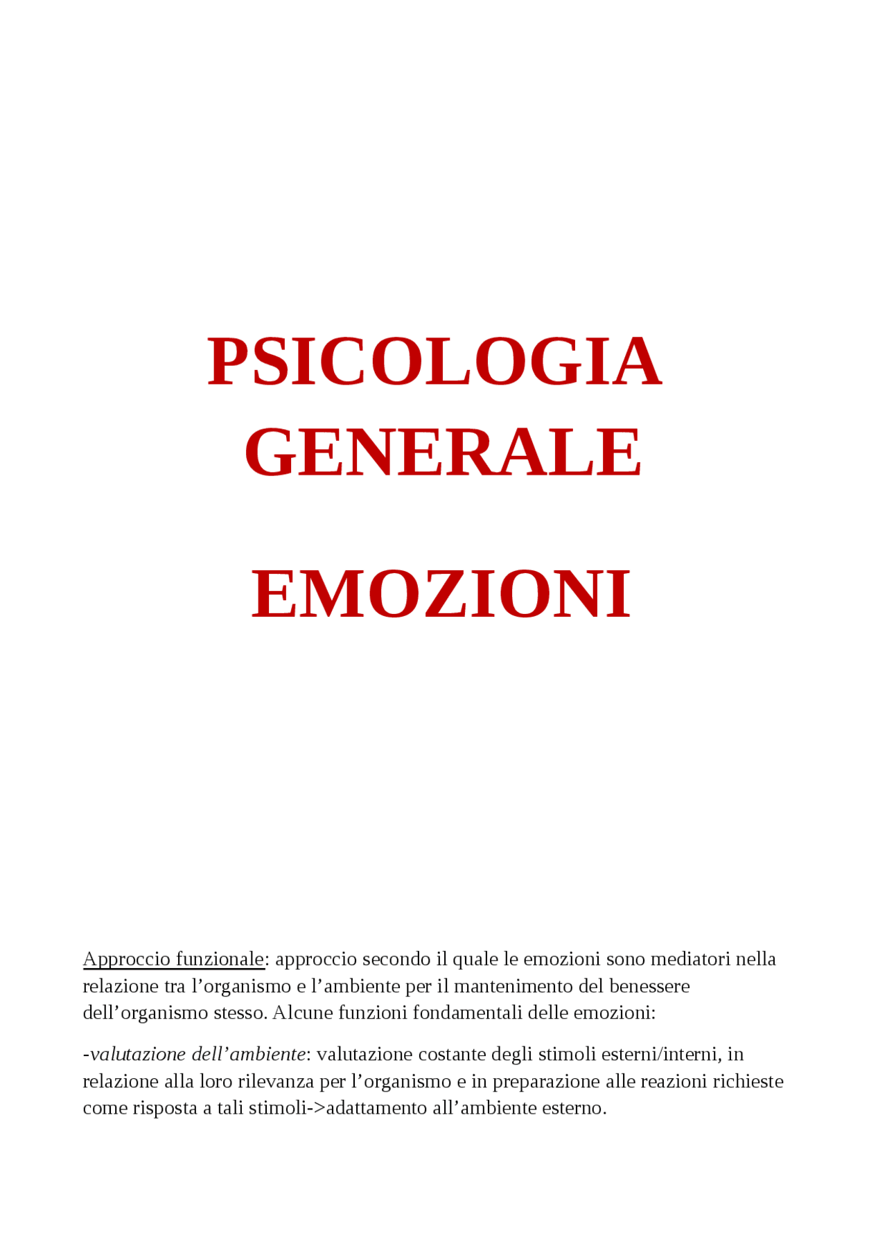 Teorie Delle Emozioni Libro Di Psicologia Generale Docsity