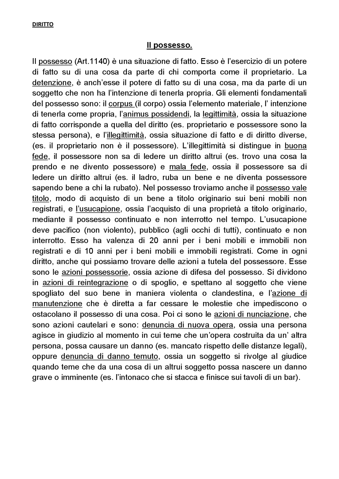 Possesso Usucapione Docsity