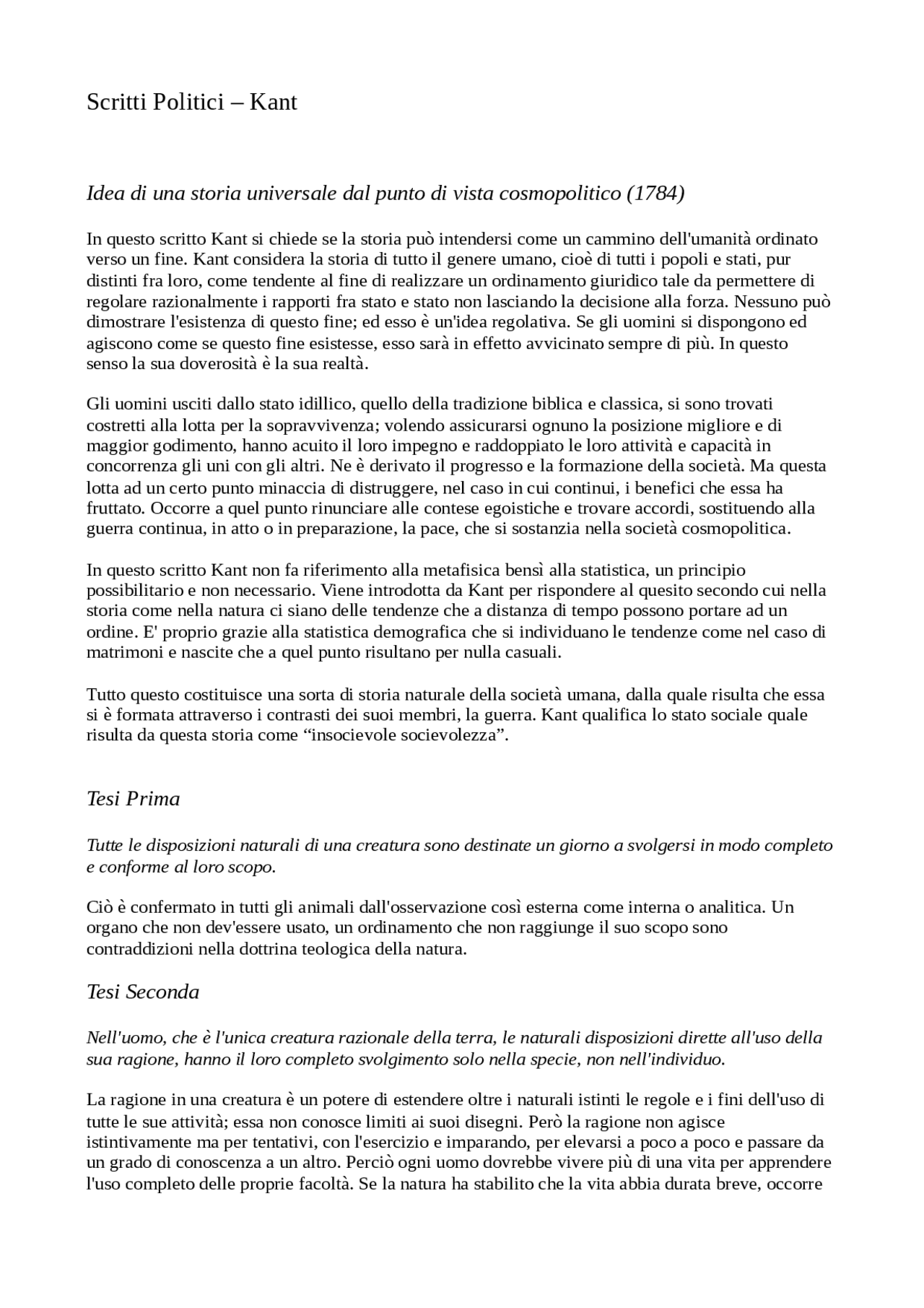Kant Scritti Politici Docsity