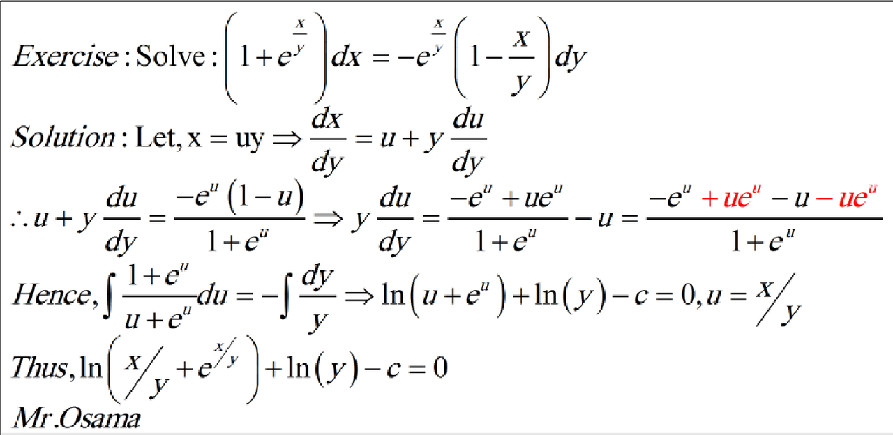 Homogeneous Ordinary Differential Equation Docsity