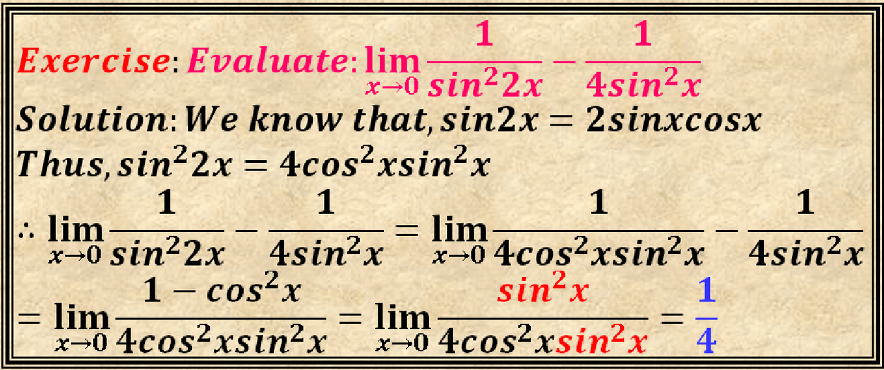 Limit of trigonometric function - Docsity