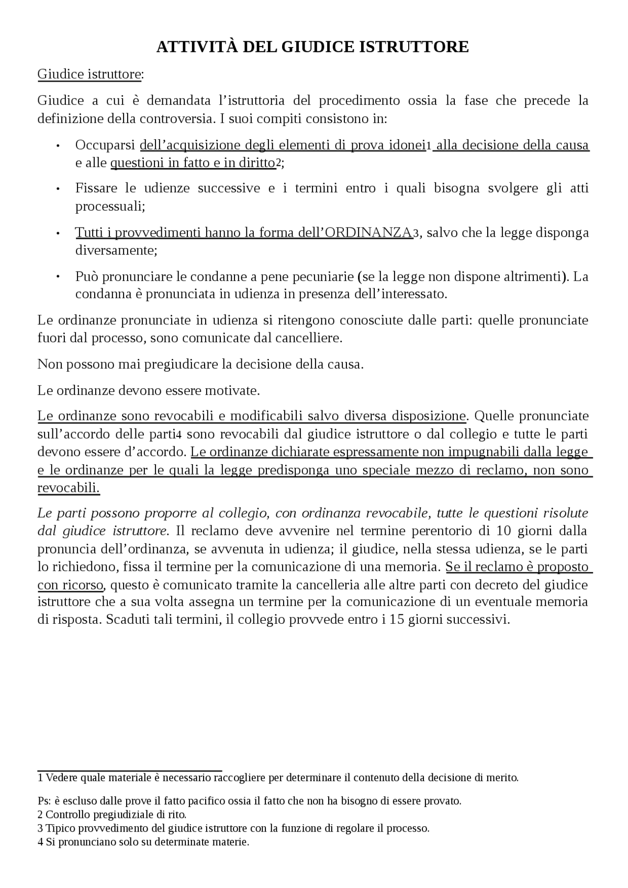 Attività Del Giudice Istruttore Docsity