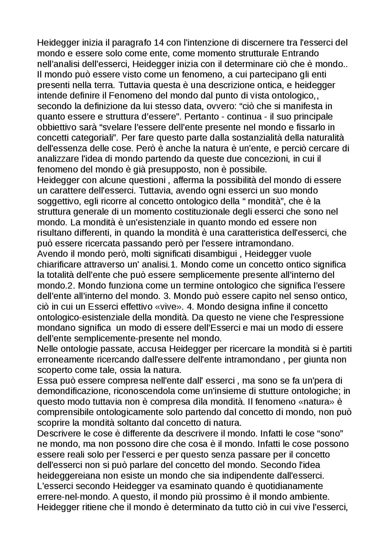 Riassunto E Commento Essere E Tempo Docsity